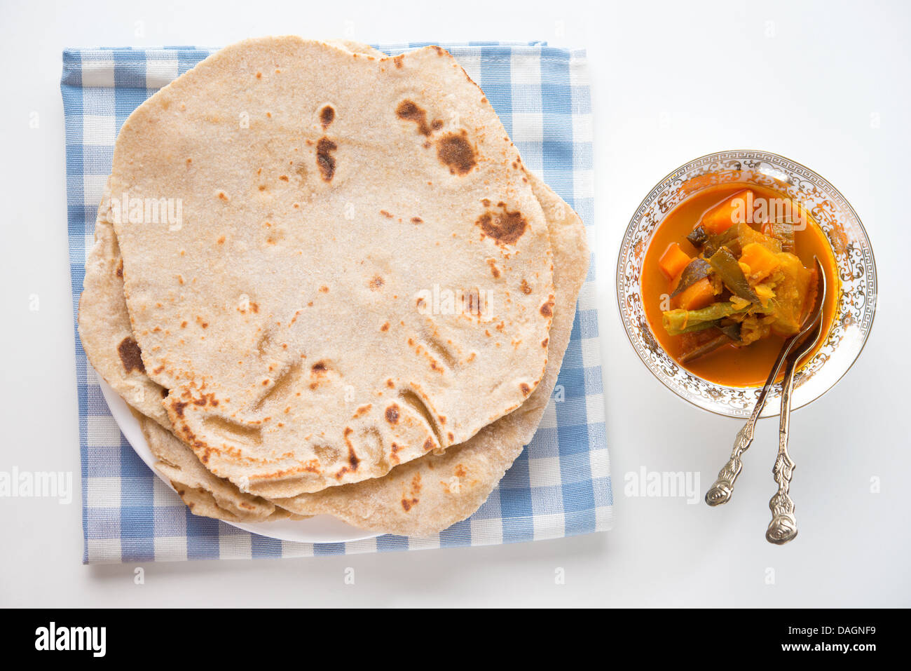 Indian roti on traditional indian plate hi-res stock photography and ...