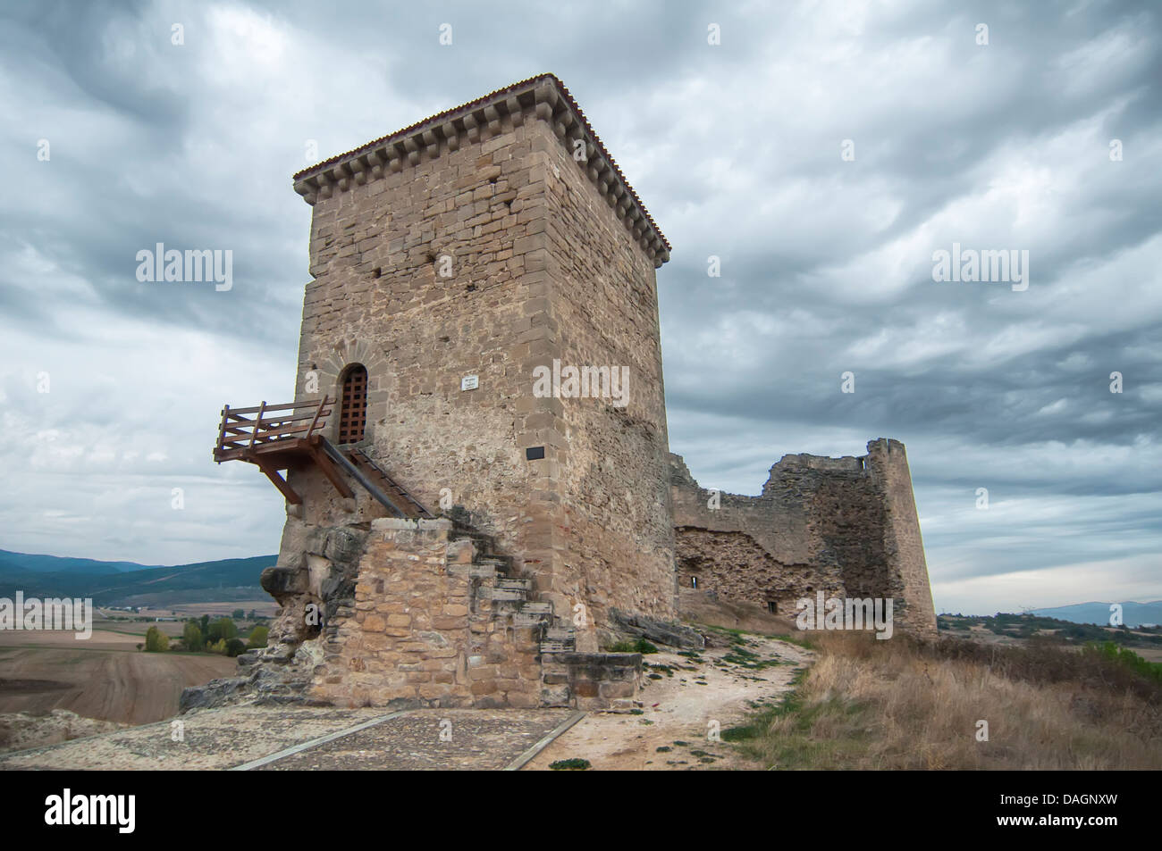 Castle of Santa Gadea del Cid with a dark sky in Burgos Stock Photo - Alamy