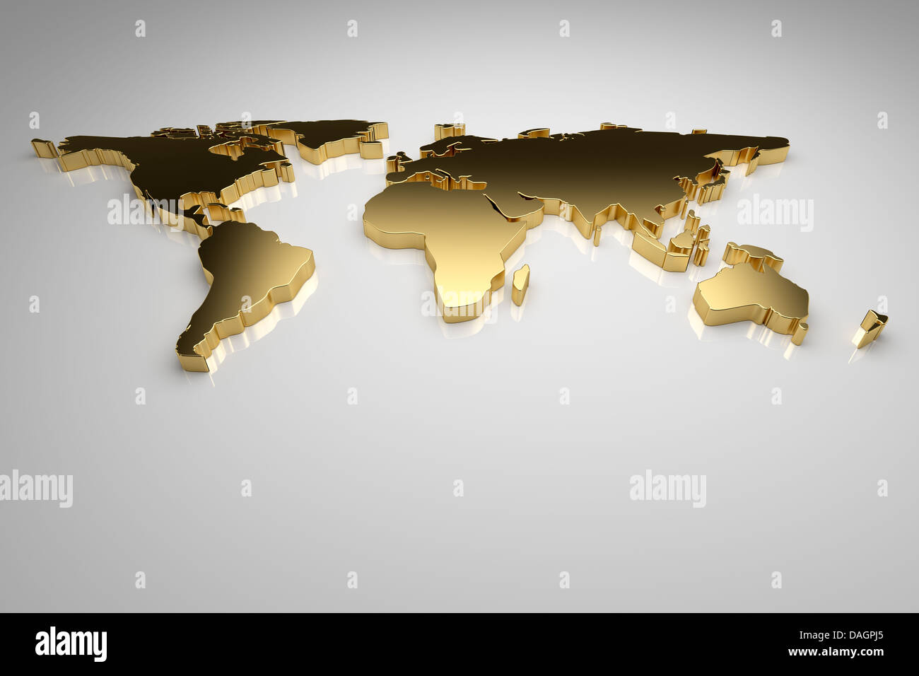 Golden world map on gray background, 3d render Stock Photo - Alamy