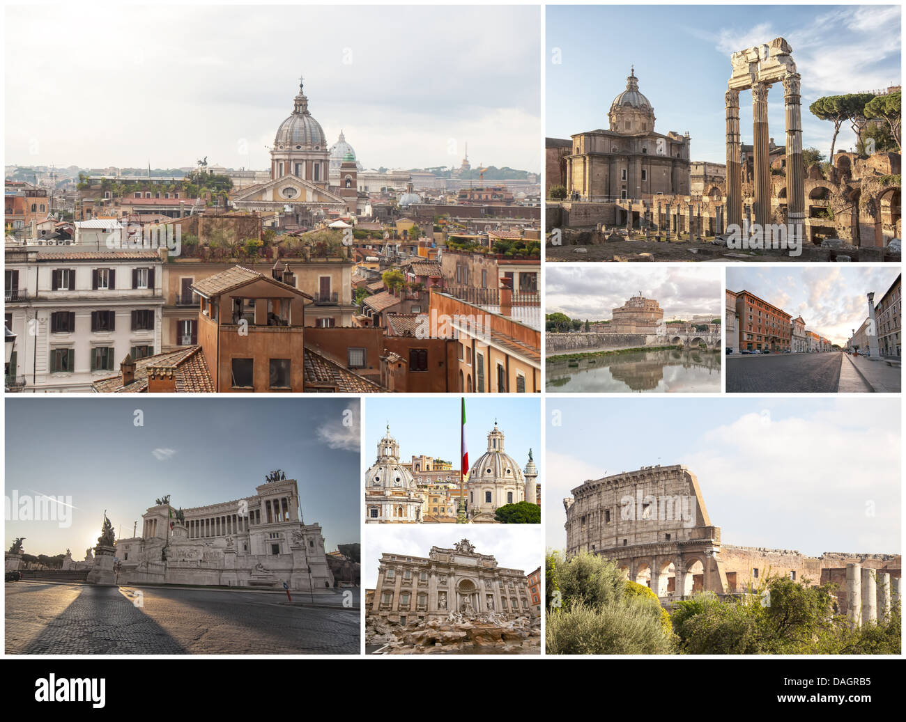 Photography Collage monuments of Rome Stock Photo - Alamy