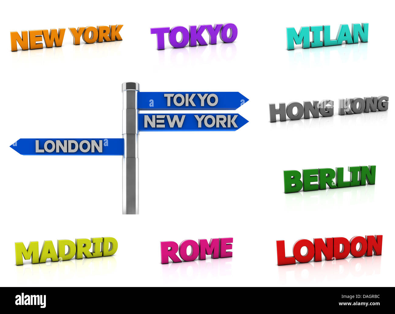 Collage world city name and post address Stock Photo - Alamy