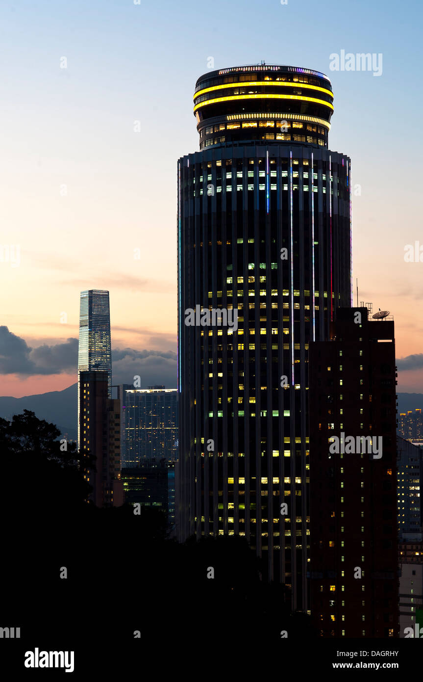 Hopewell Centre and International Commerce Centre at Dusk, Hong Kong ...