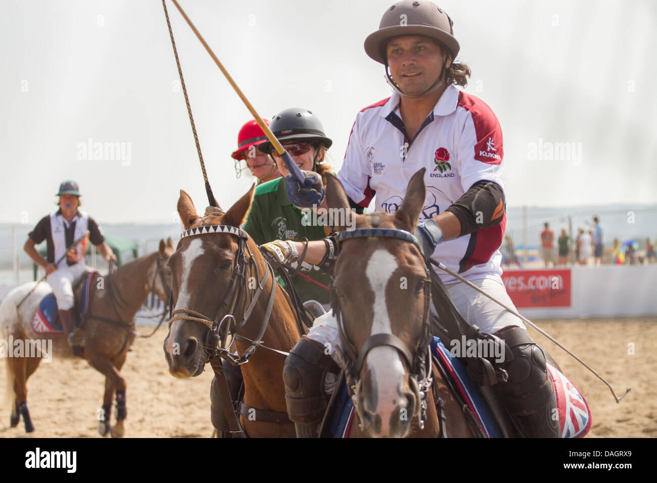 Sandbanks, Poole, Dorset, UK 12 July 2013 : England and Irish Polo team ...