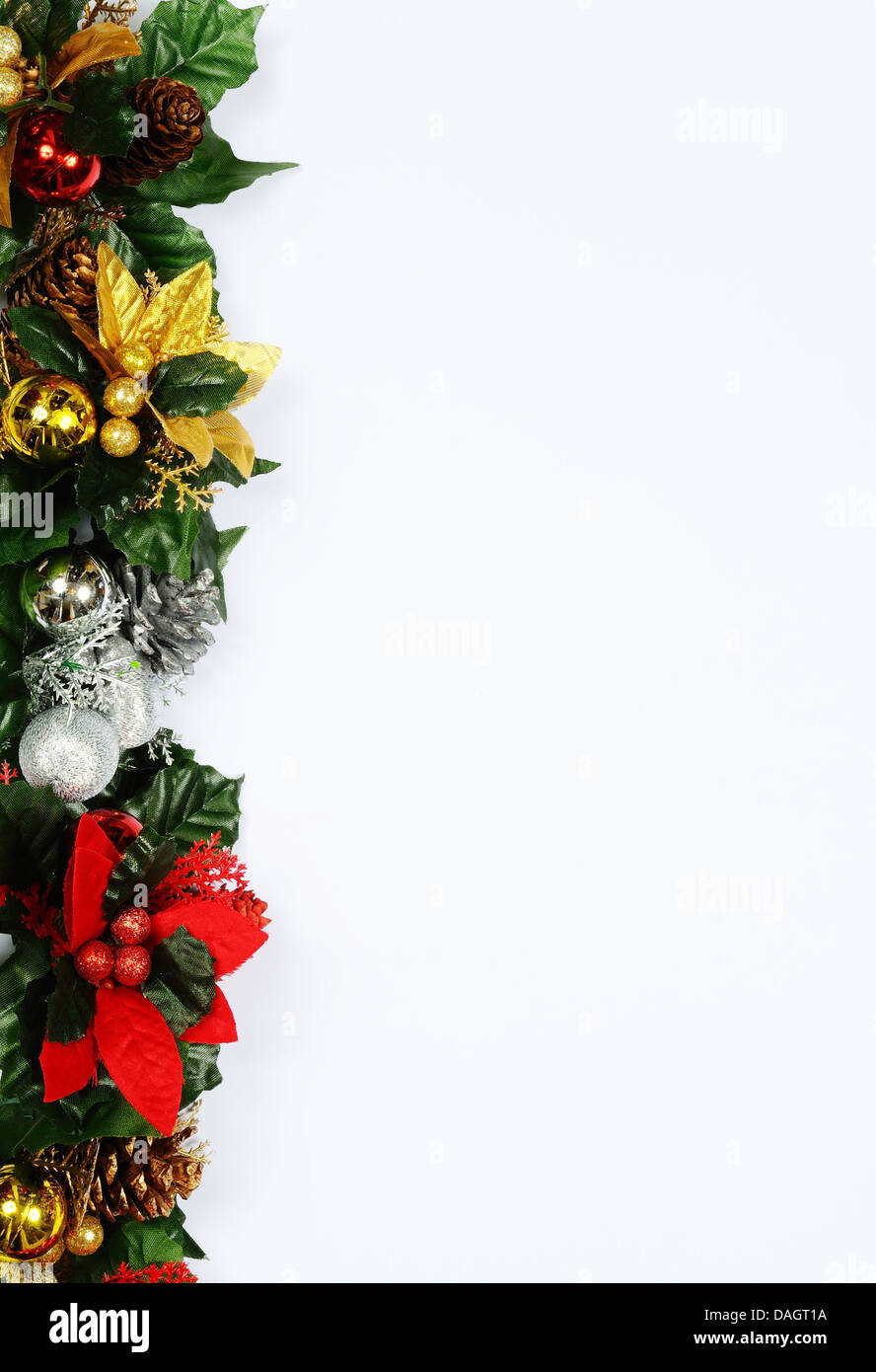 Christmas floral decoration edge on a white background Stock Photo - Alamy
