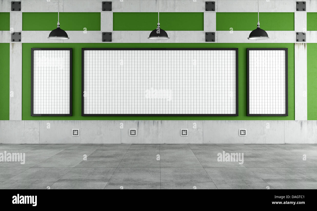 Empty university classroom with three white board - rendering Stock ...