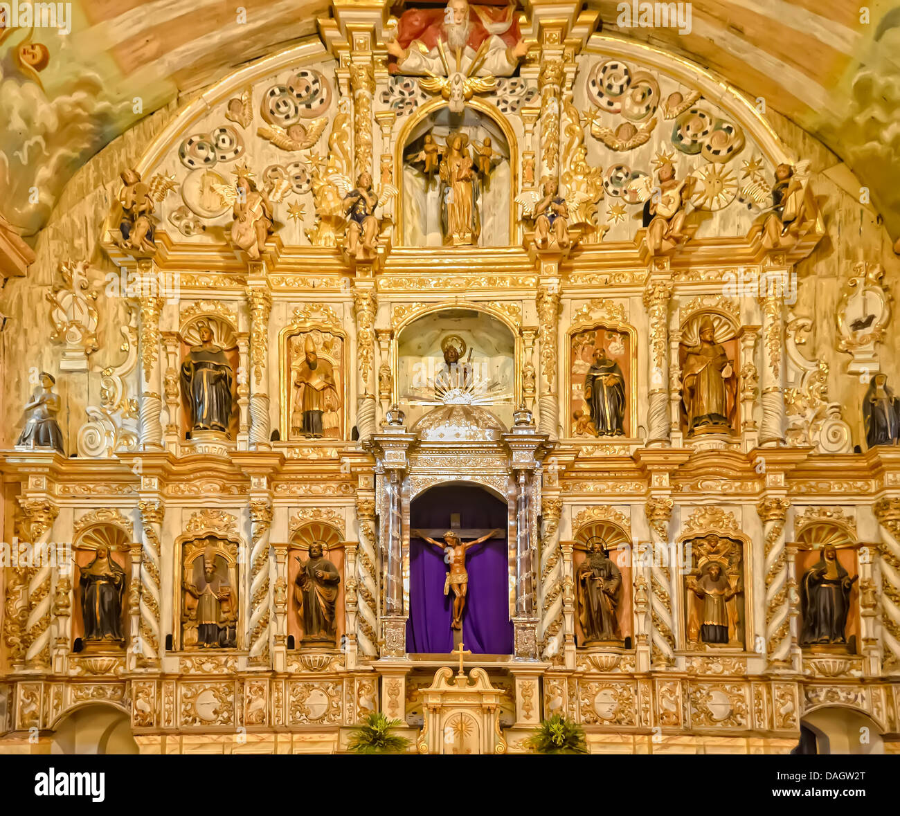 Retable of a 16th century Catholic church in the Philippines Stock ...