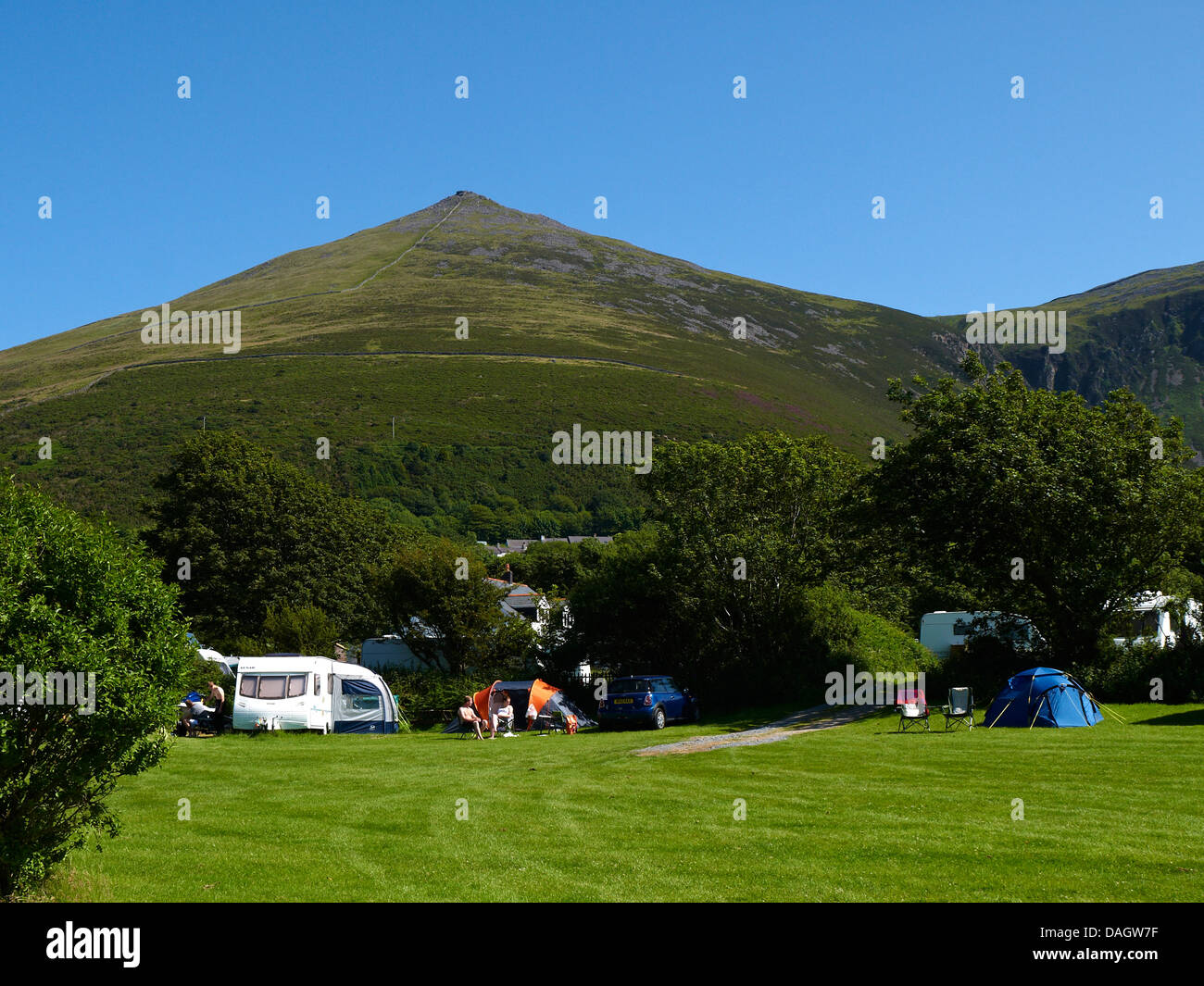 Aberafon campsite with Gyrn Goch, 1,500ft, in the distance near ...