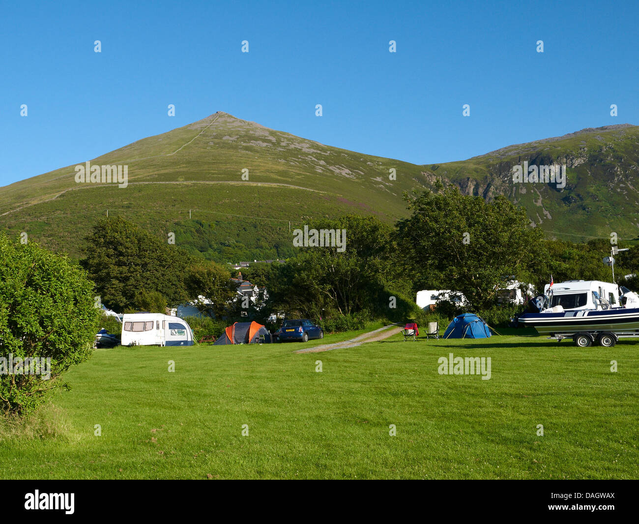 Aberafon campsite with Gyrn Goch, 1,500ft, in the distance near ...