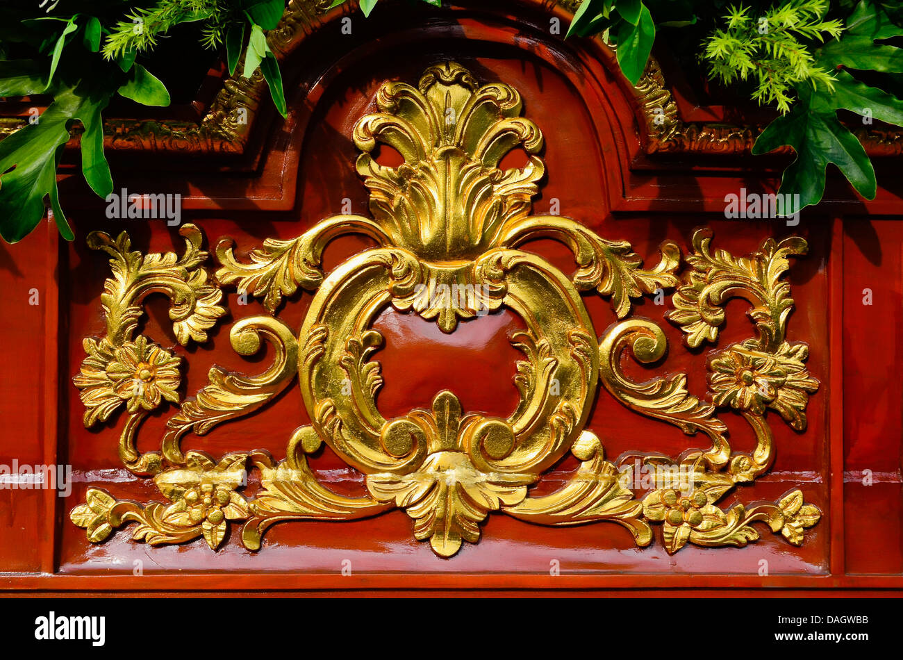 Closeup of side of statue carriage during a Catholic feast procession ...