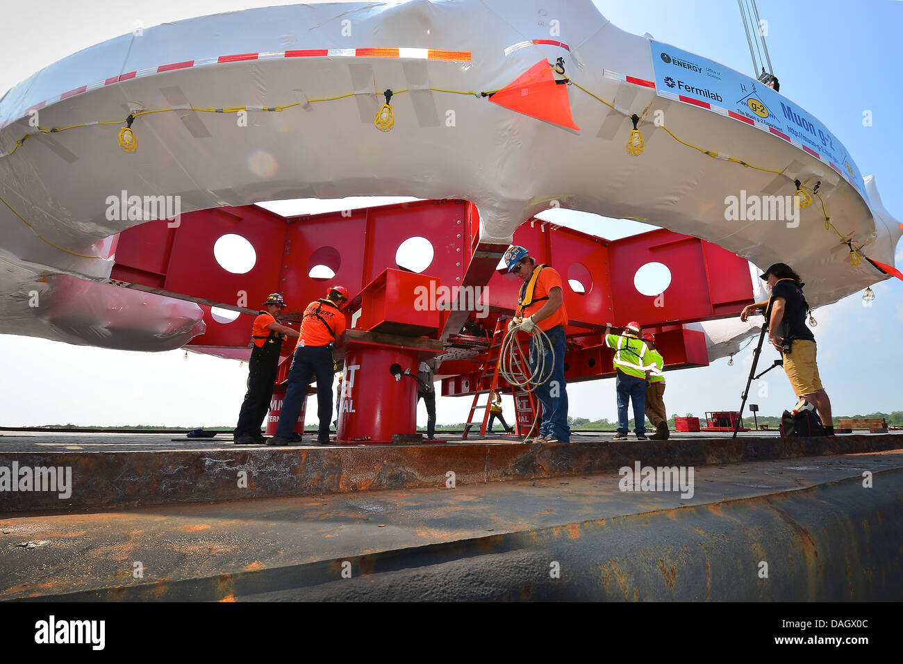 The giant Muon G-2 Storage Ring from Brookhaven National Laboratory is ...