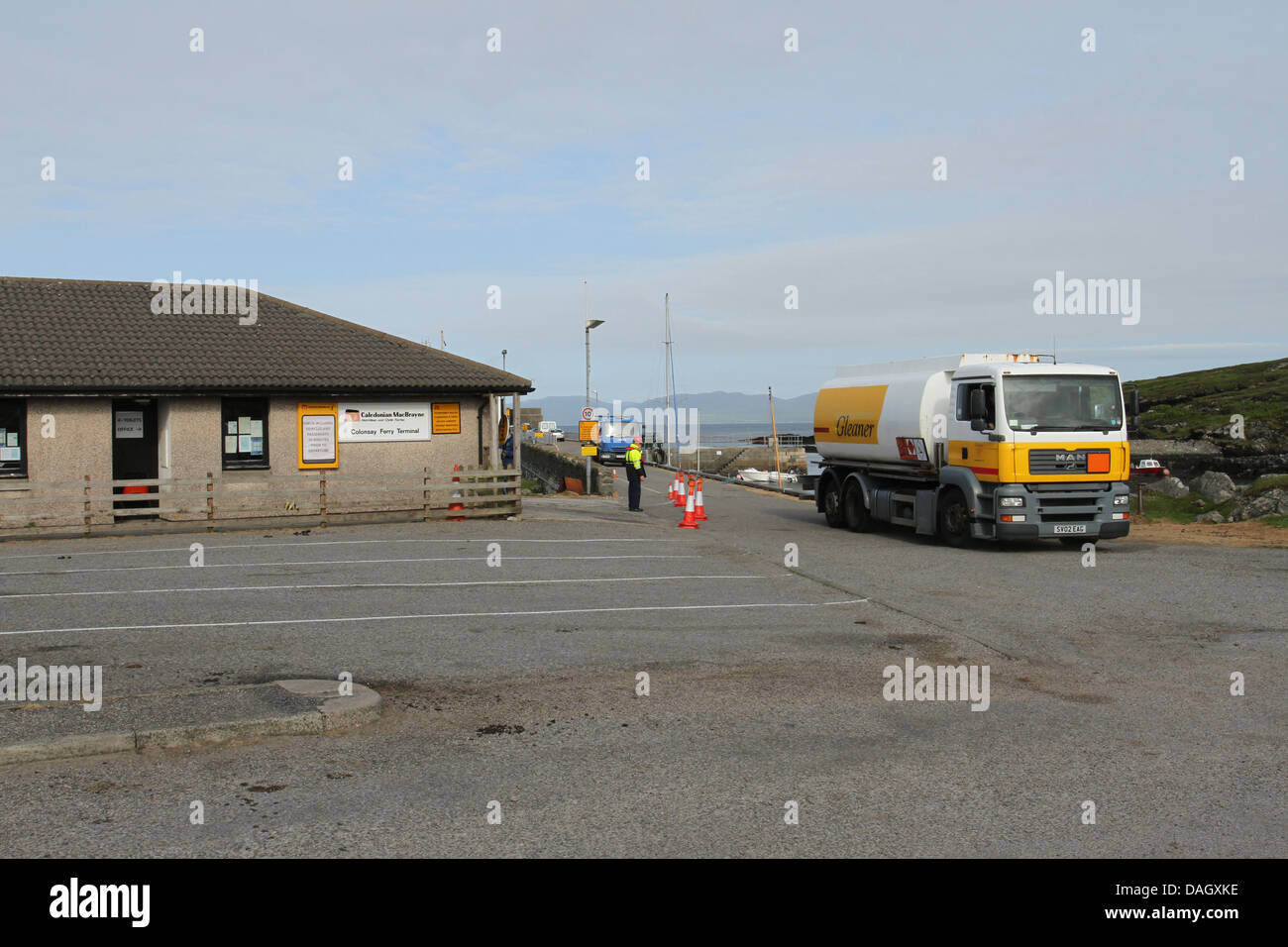 Fuel tanker and Ferry Terminal Isle of Colonsay Scotland June 2013 ...