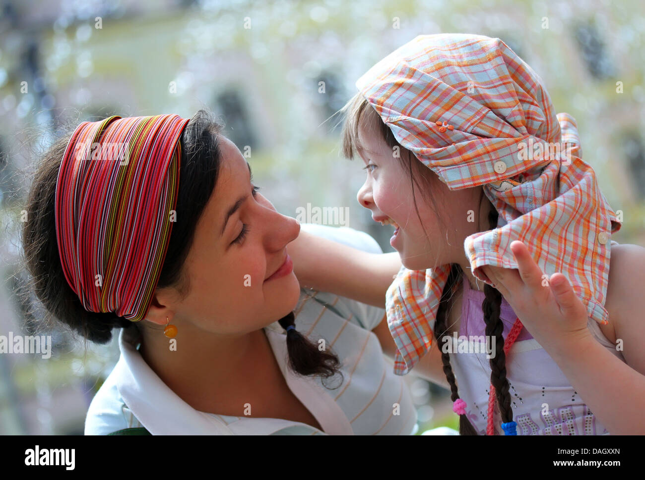 Happy family moments - Mother and child have a fun Stock Photo - Alamy