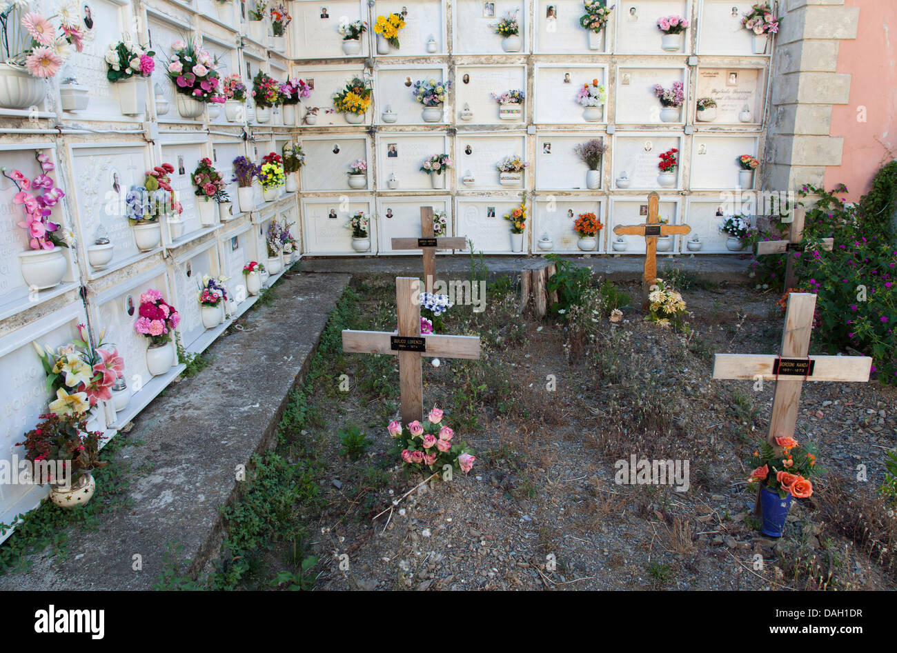 Cemetery in Manarola, one of five towns in the Cinque Terre in northern ...