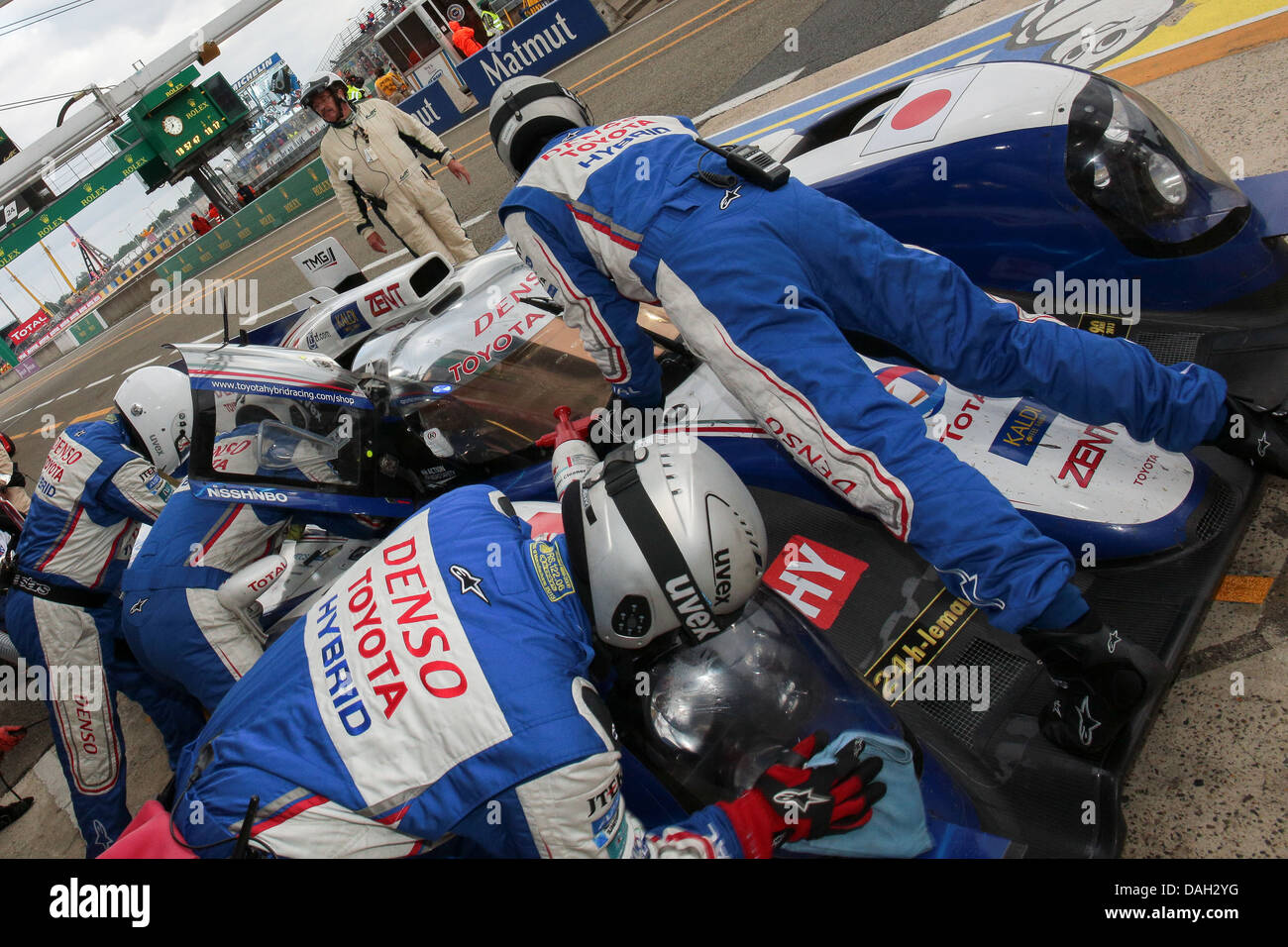 LE MANS, FRANCE - JUNE 22 Toyota #8 is in the pit lane during the 24 ...
