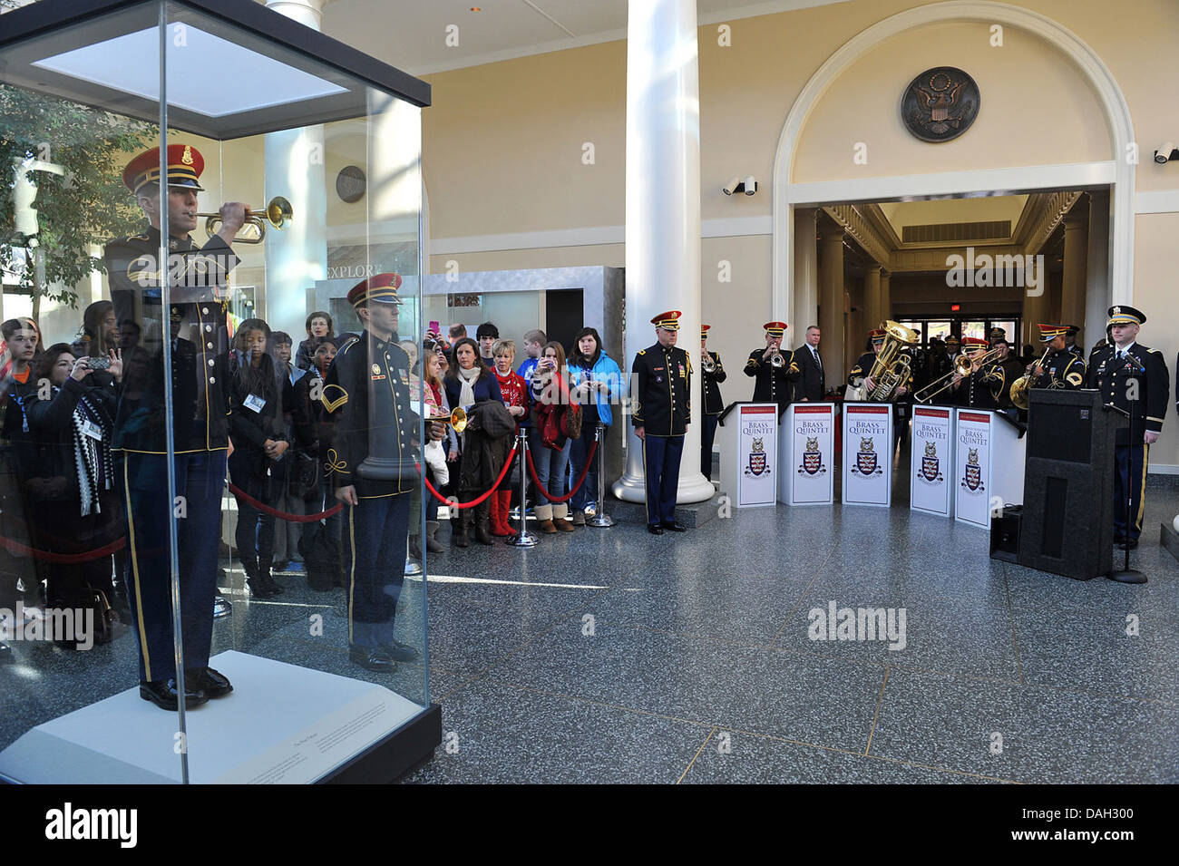 A life-size replica of U.S. Army Bugler Staff Sgt. Jesse Tubb is ...