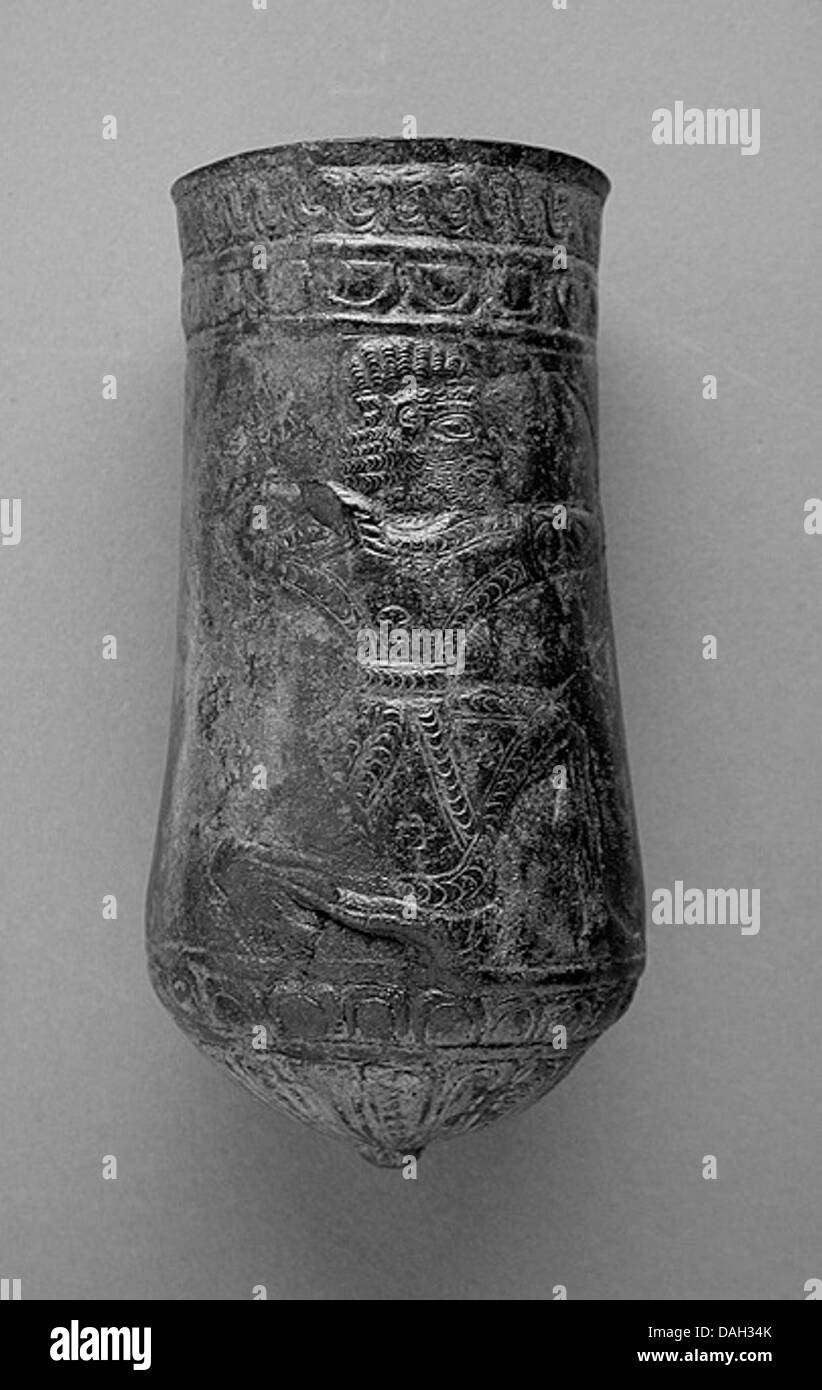 This beaker is a historical piece from the ancient world, designed for ...