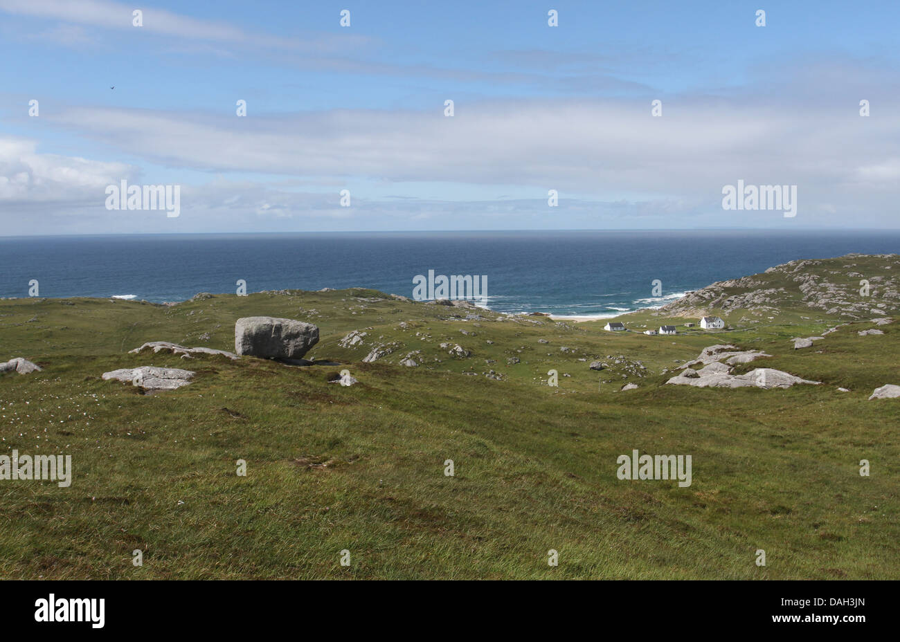 distant view of Balancing stone on Ben Hogh Isle of Coll Scotland July ...
