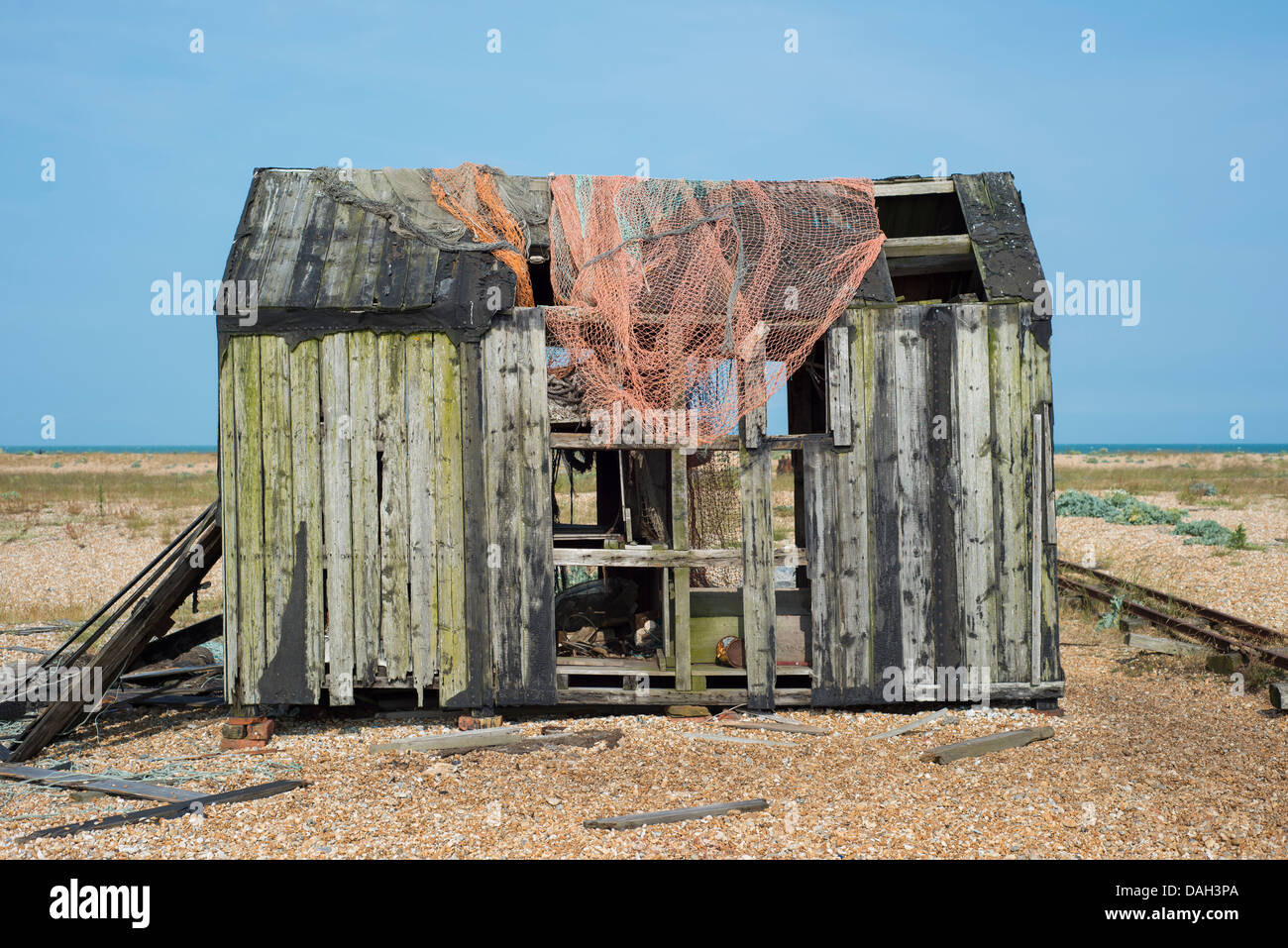 Abandoned beach huts, Dungeness, Kent, UK Stock Photo - Alamy