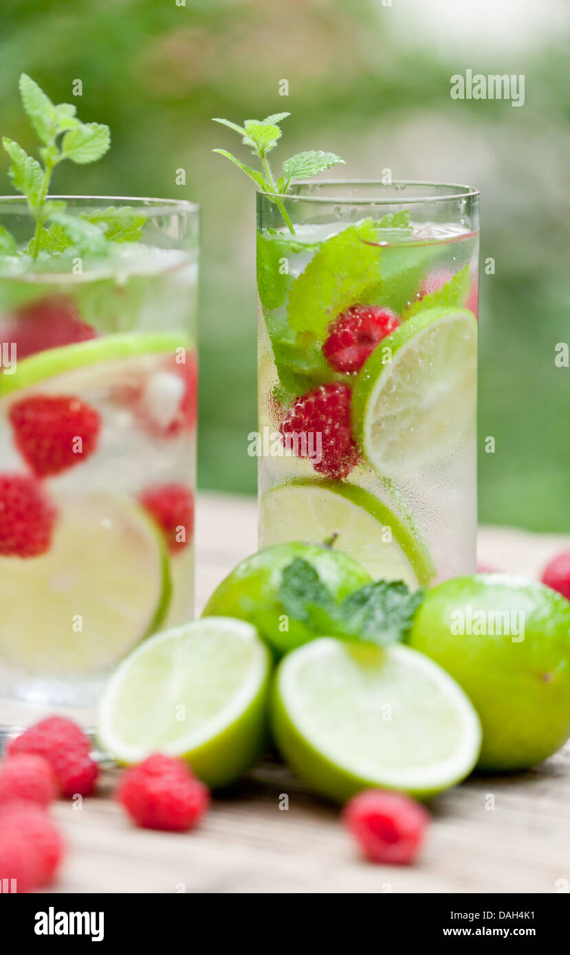 Fresh cold drink water ice cubes raspberry hi-res stock photography and ...