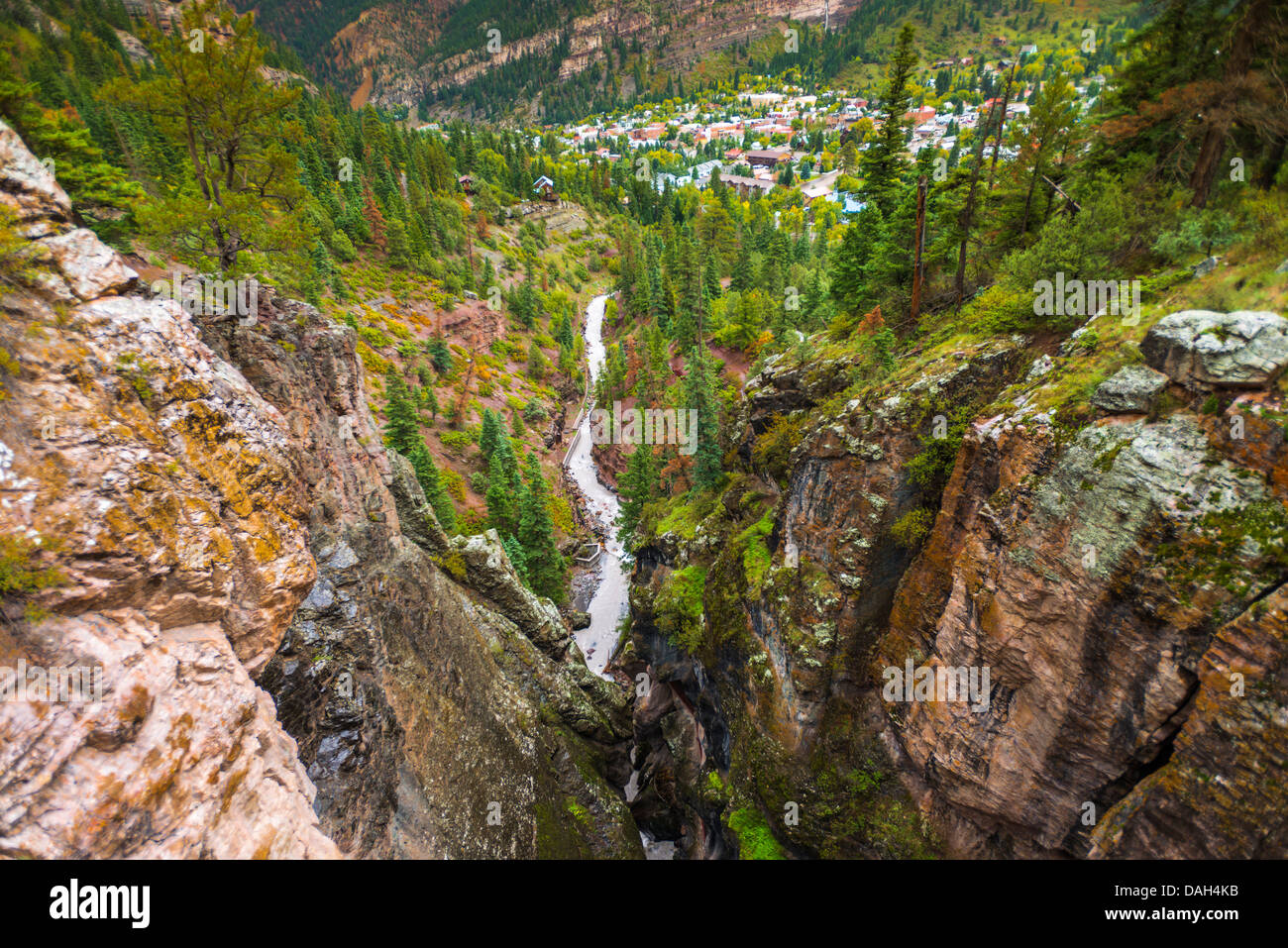 Box Canyon and the town of Ouray, Colorado USA Stock Photo - Alamy