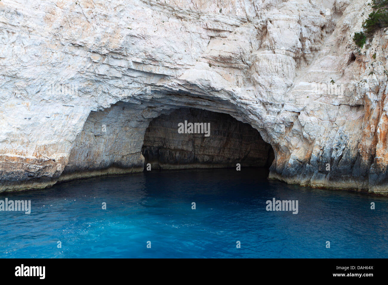 The blue sea caves at Paxos island in Greece. Ionian sea Stock Photo ...