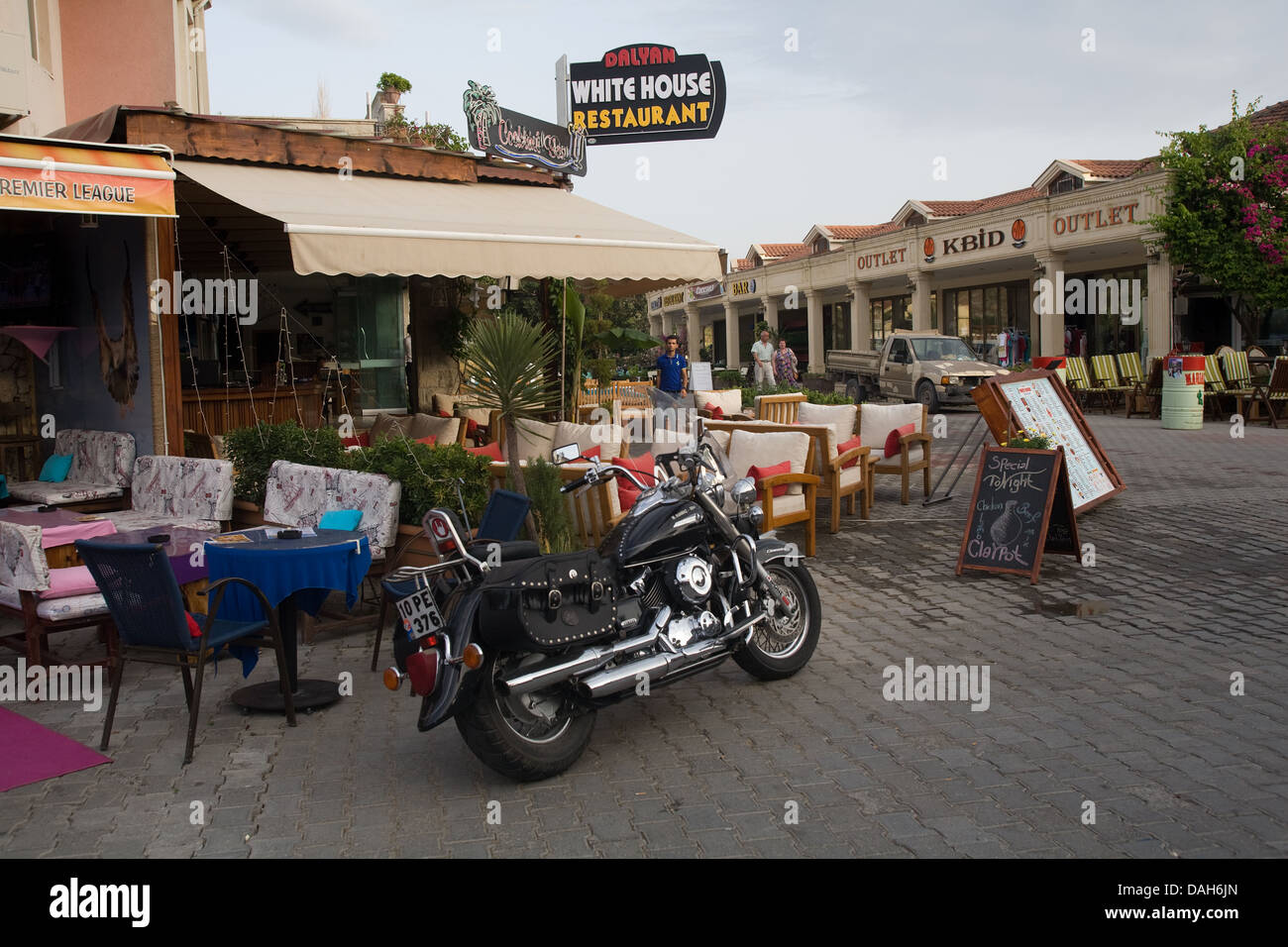 Street bar scene in Dalyan Turkey Stock Photo - Alamy