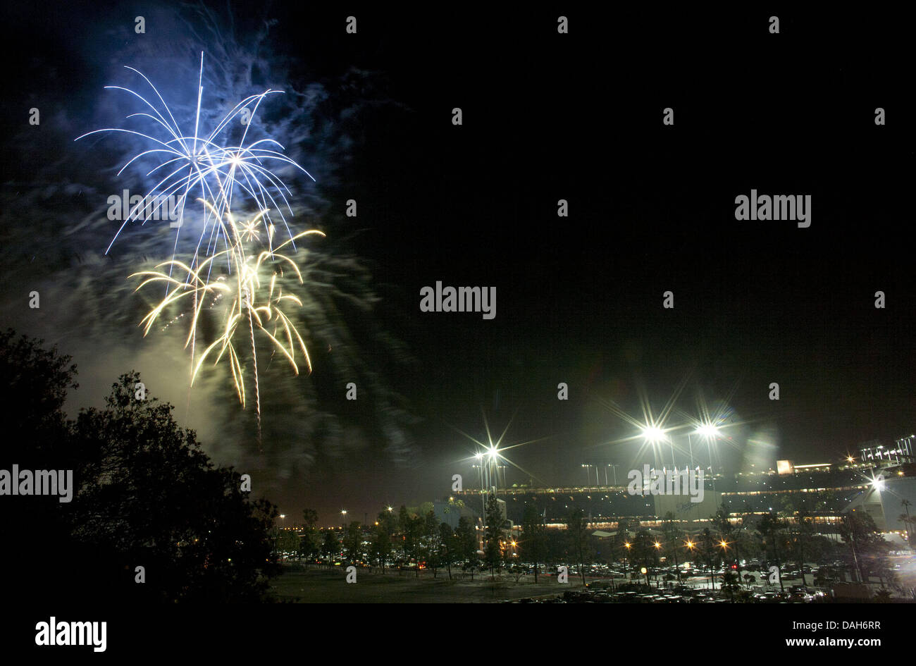 July 13, 2013 - Los Angeles, CALIFORNIA, USA - Dodger Stadium fireworks ...