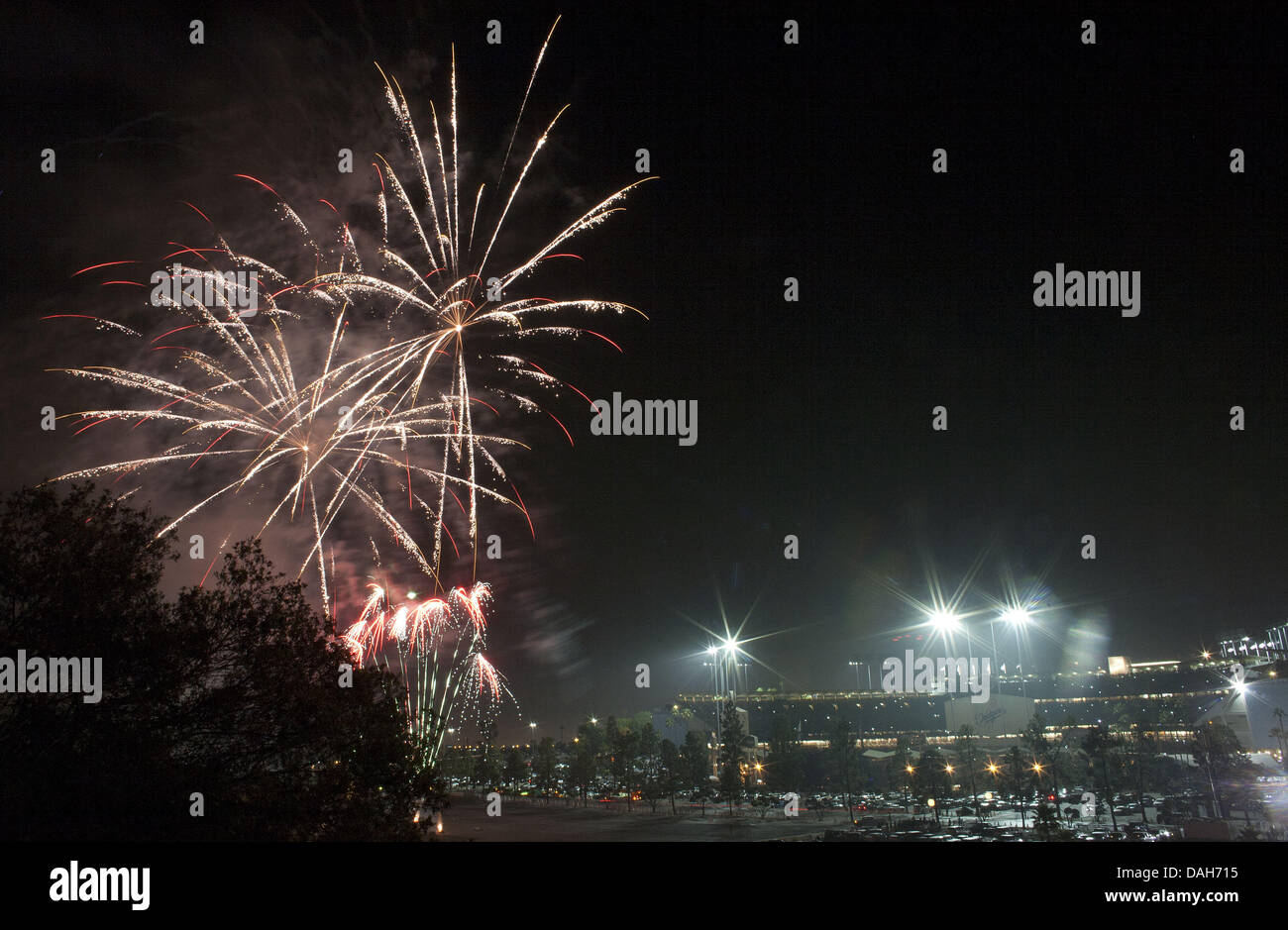 July 13, 2013 - Los Angeles, CALIFORNIA, USA - Dodger Stadium fireworks ...