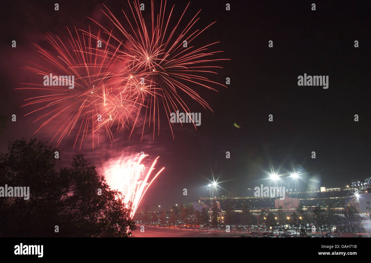 July 13, 2013 - Los Angeles, CALIFORNIA, USA - Dodger Stadium fireworks ...