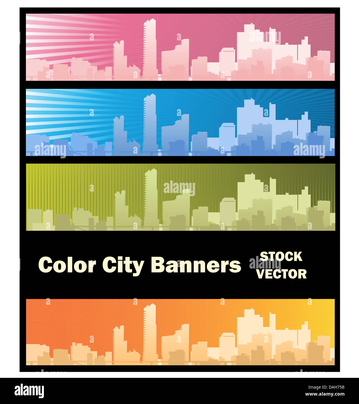 Different color options of banners on city theme Stock Photo - Alamy