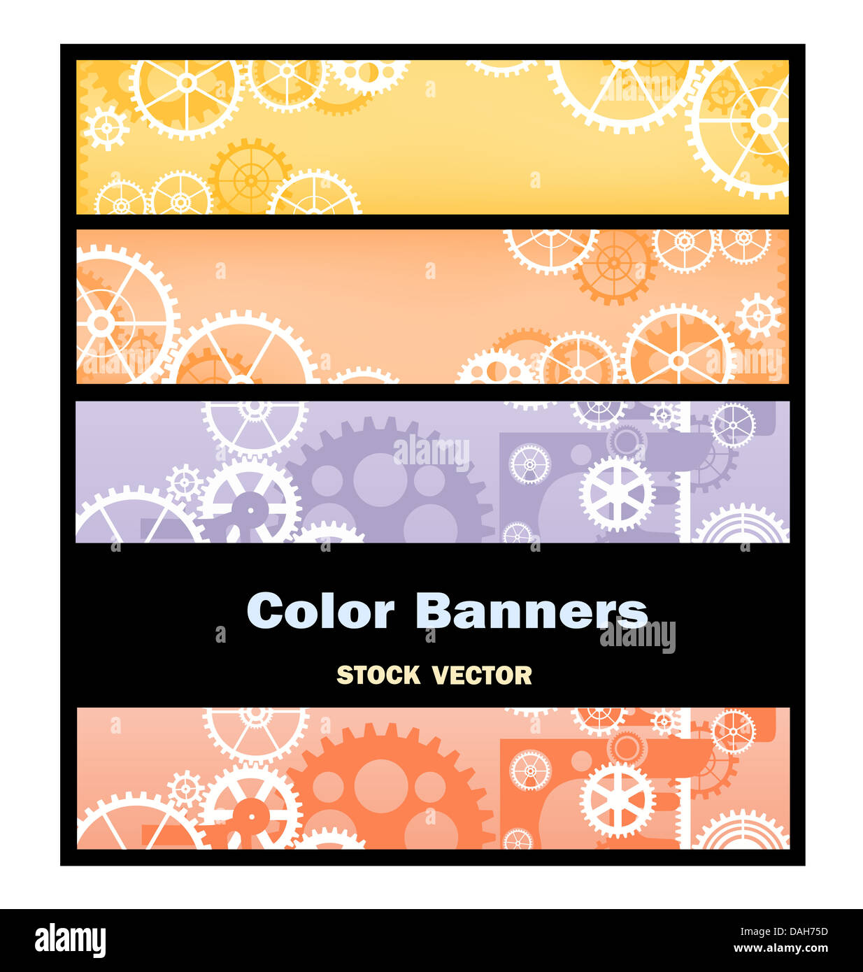 Different color options for banners with gears Stock Photo - Alamy