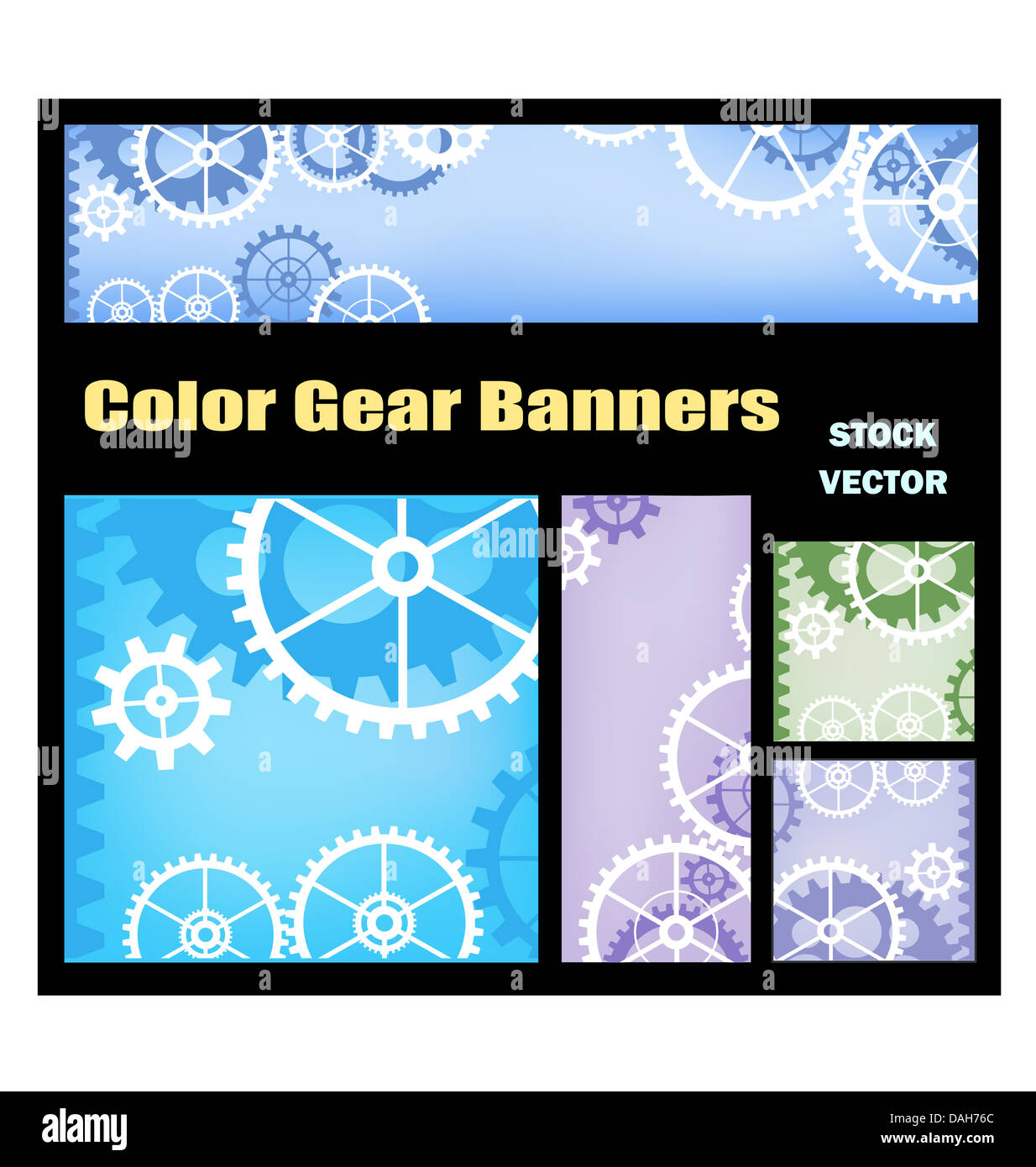 Different color options for banners with gears Stock Photo - Alamy