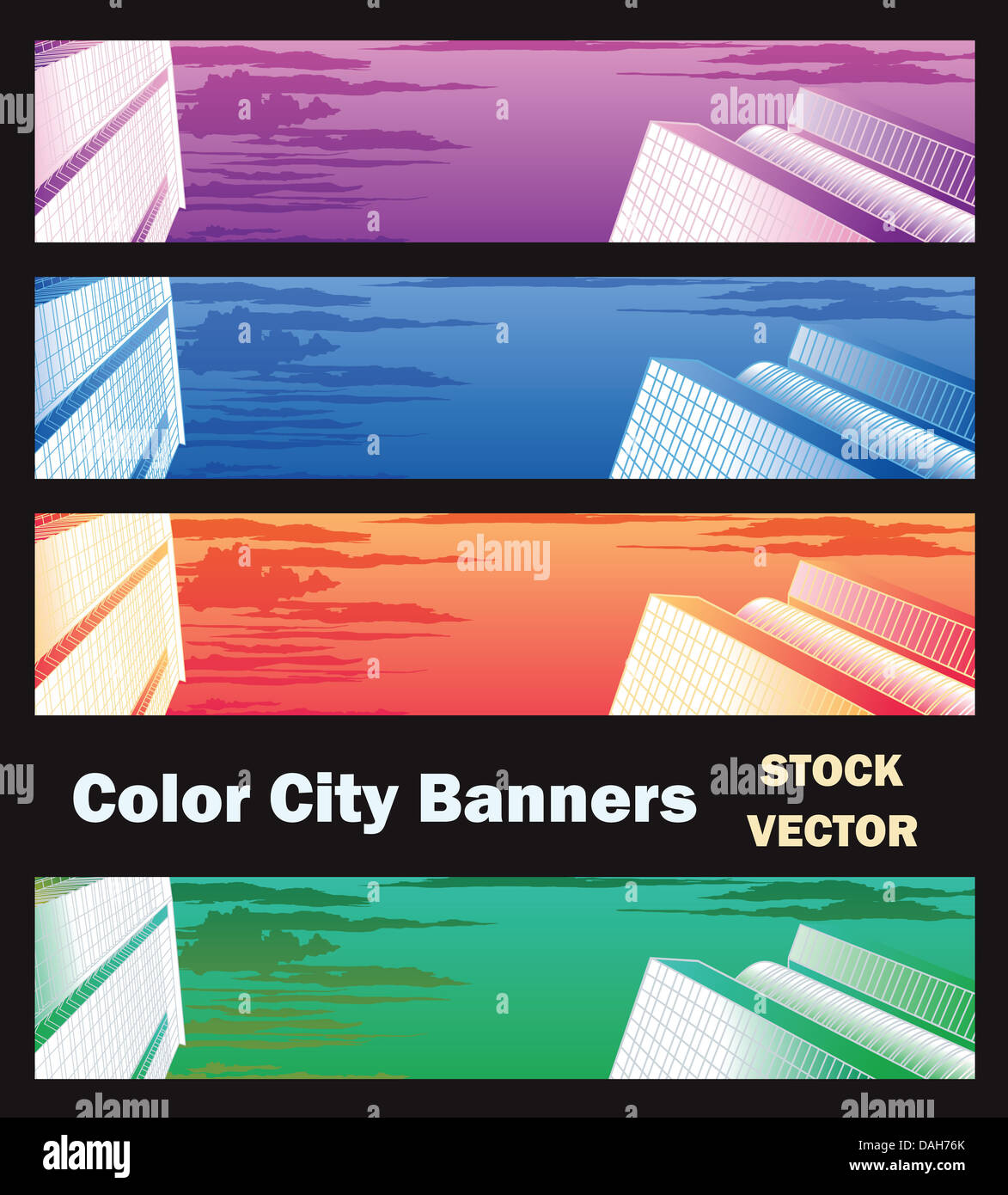 Different color options of banners on city theme Stock Photo - Alamy
