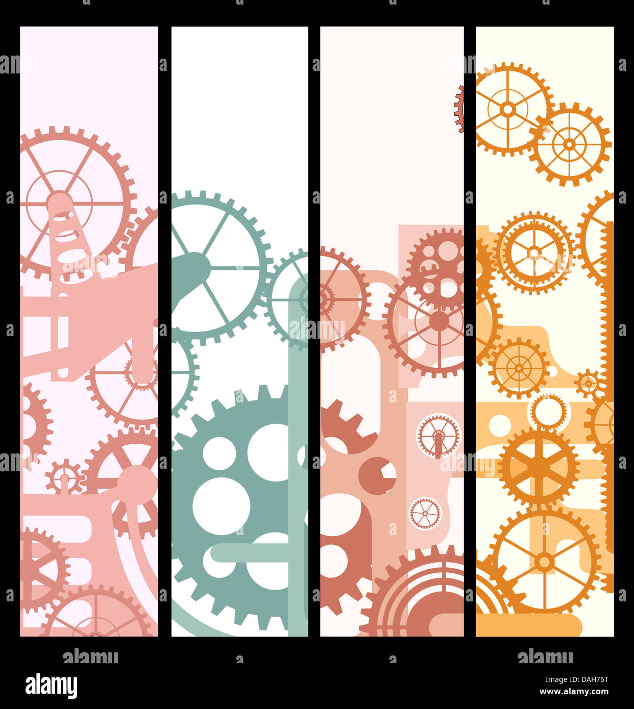 Different color options for banners with gears Stock Photo - Alamy