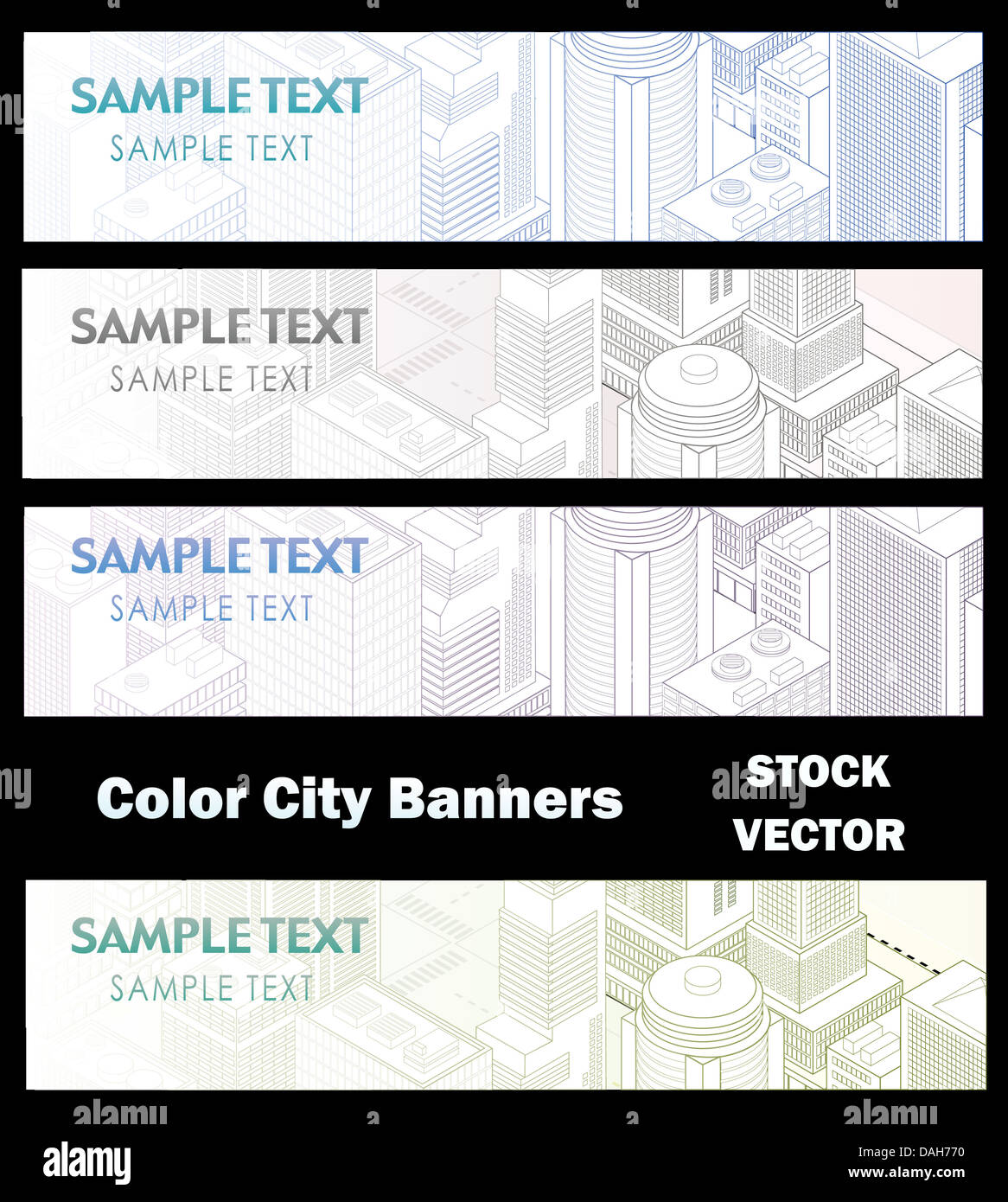 Different color options of banners on city theme Stock Photo - Alamy