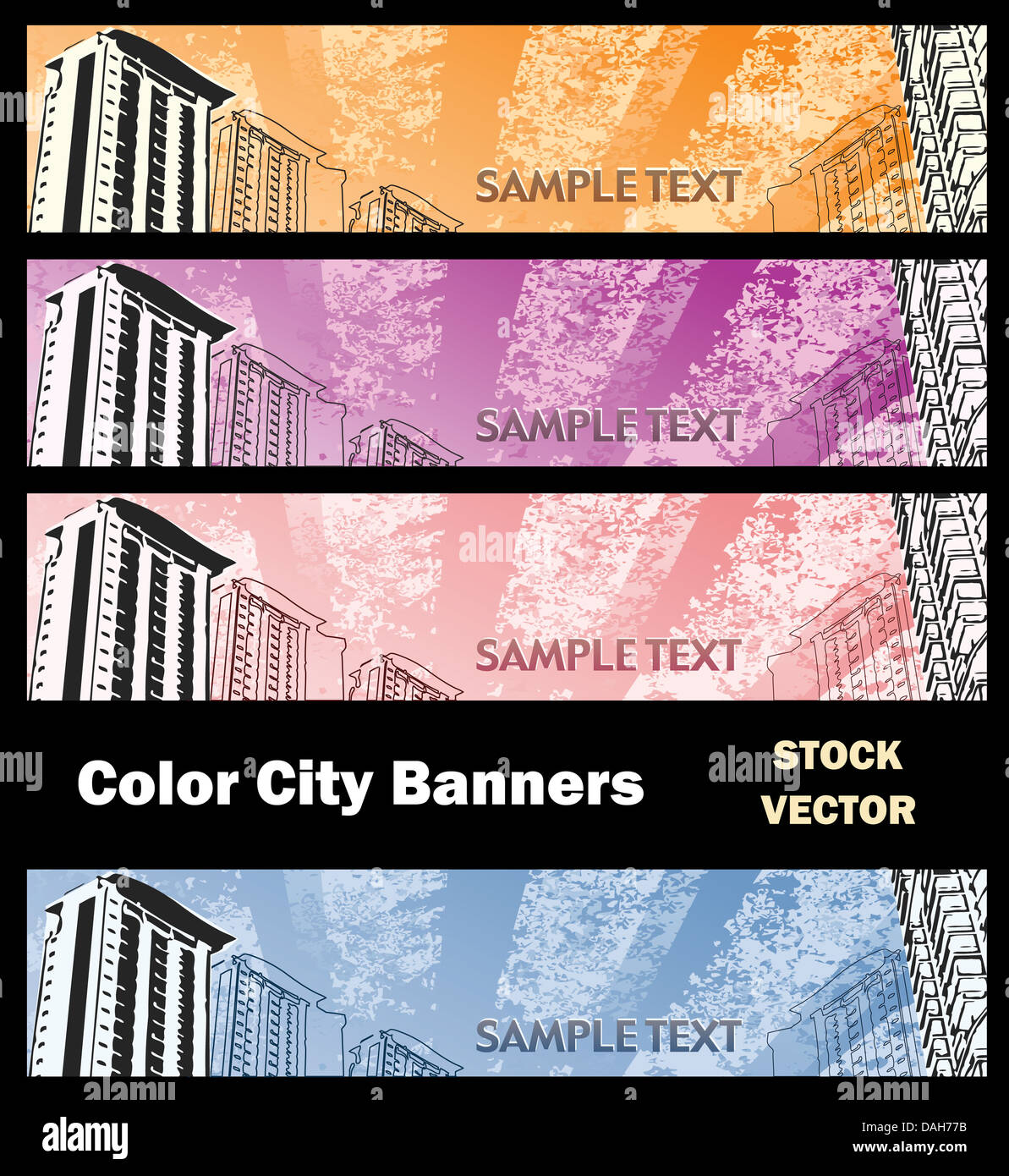 Different color options of banners on city theme Stock Photo - Alamy