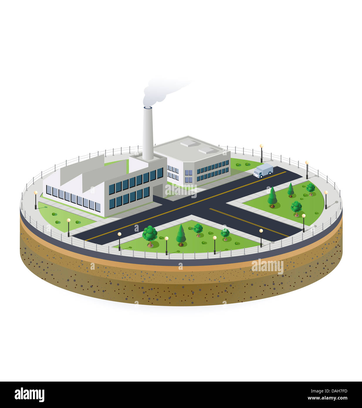 Industrial plant in isometric view with the landscape Stock Photo - Alamy
