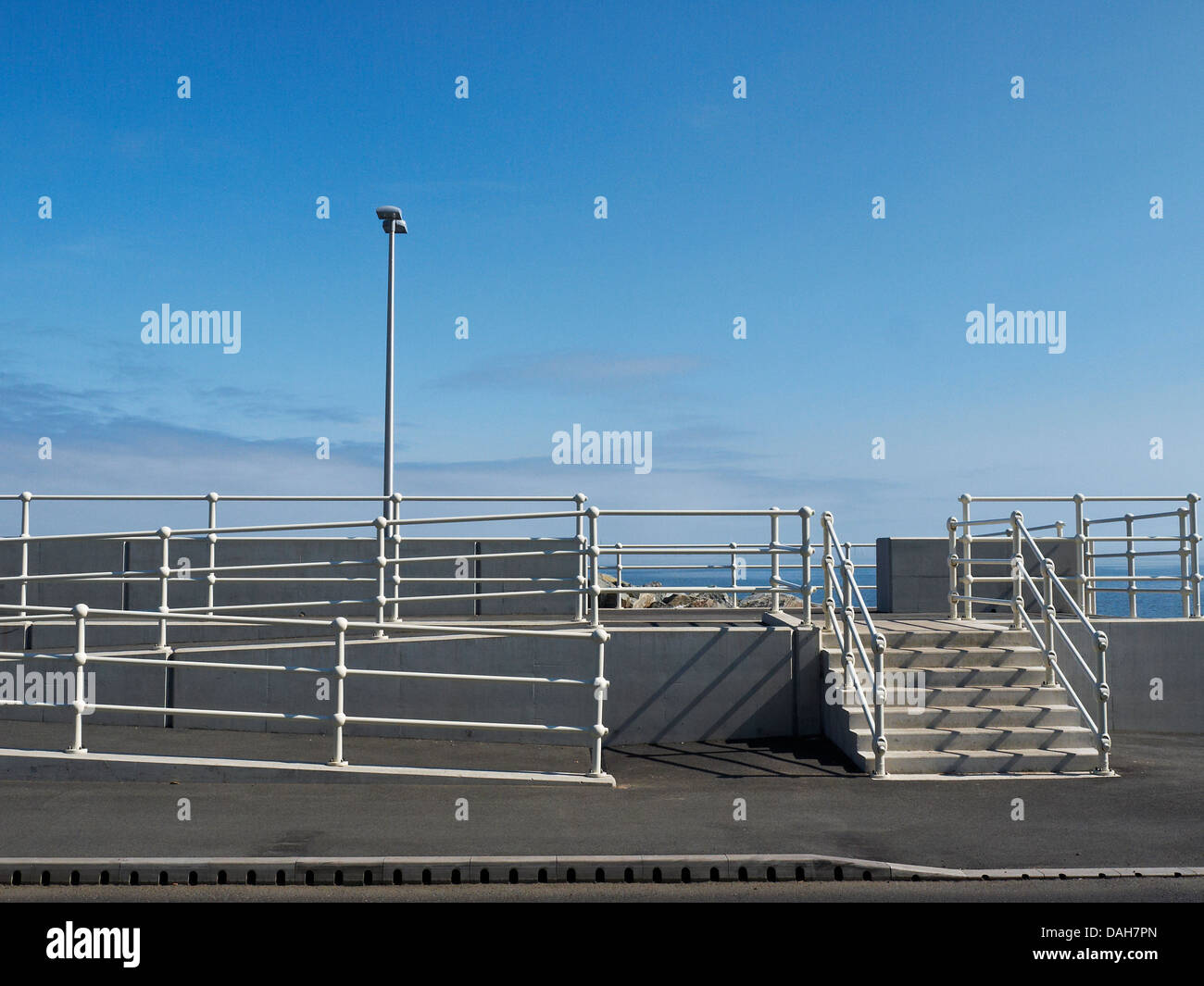 Sea wall with steps and ramp in Colwyn Bay North Wales UK Stock Photo ...