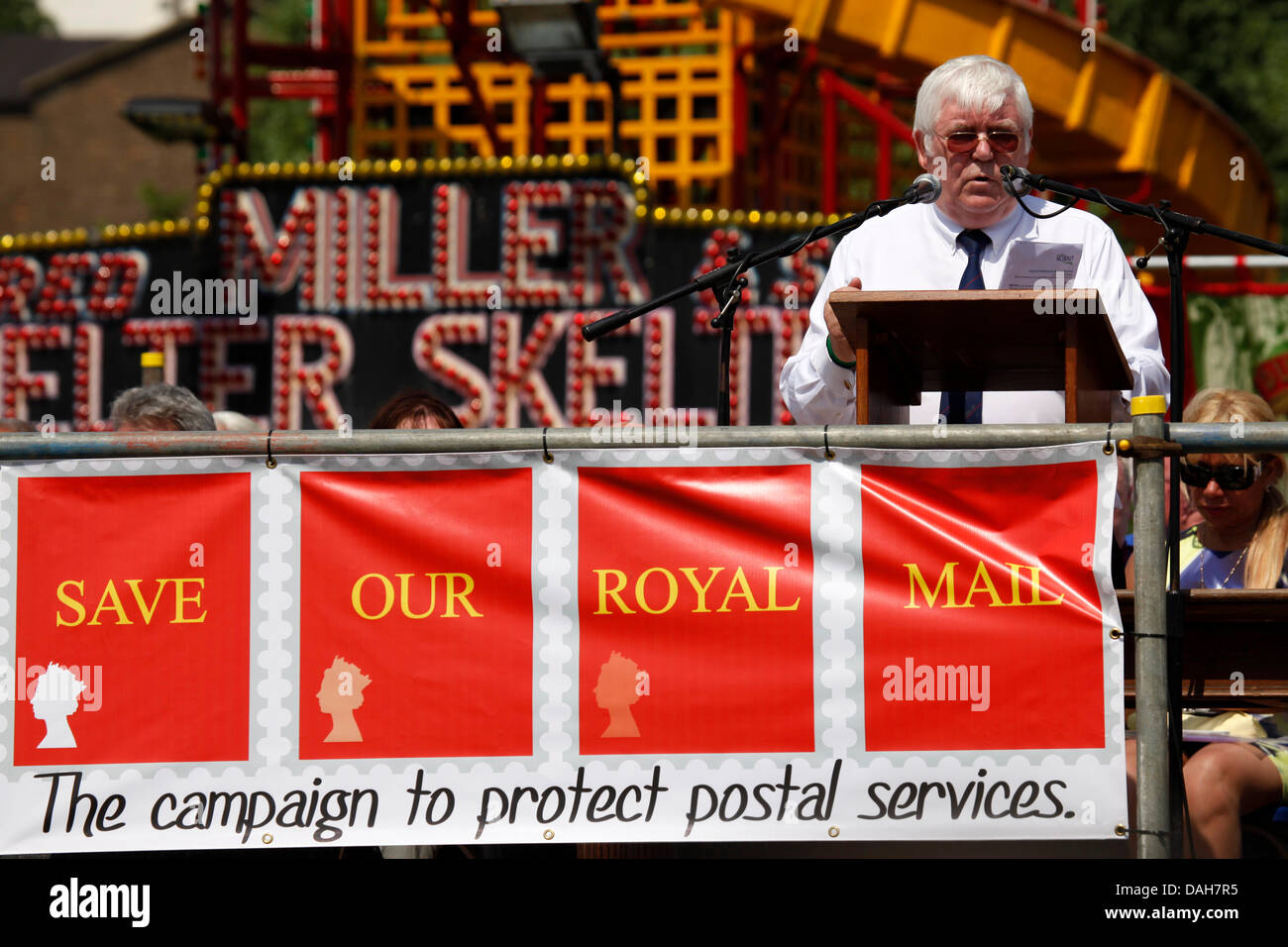 Dave Hopper speaking at the 129th Durham Miners Gala at Durham, England ...