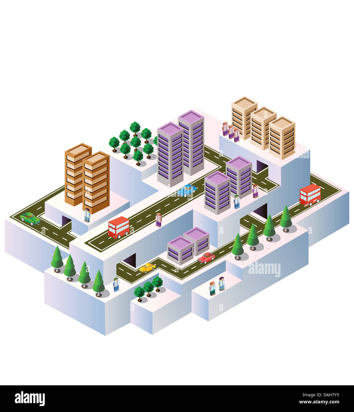 Town in isometric view with the landscape Stock Photo - Alamy