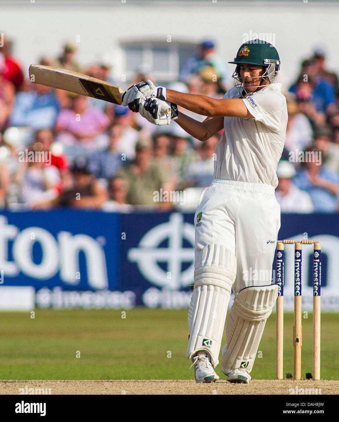 Nottingham, UK. 13th July, 2013. Ashton Agar plays a shot during day ...