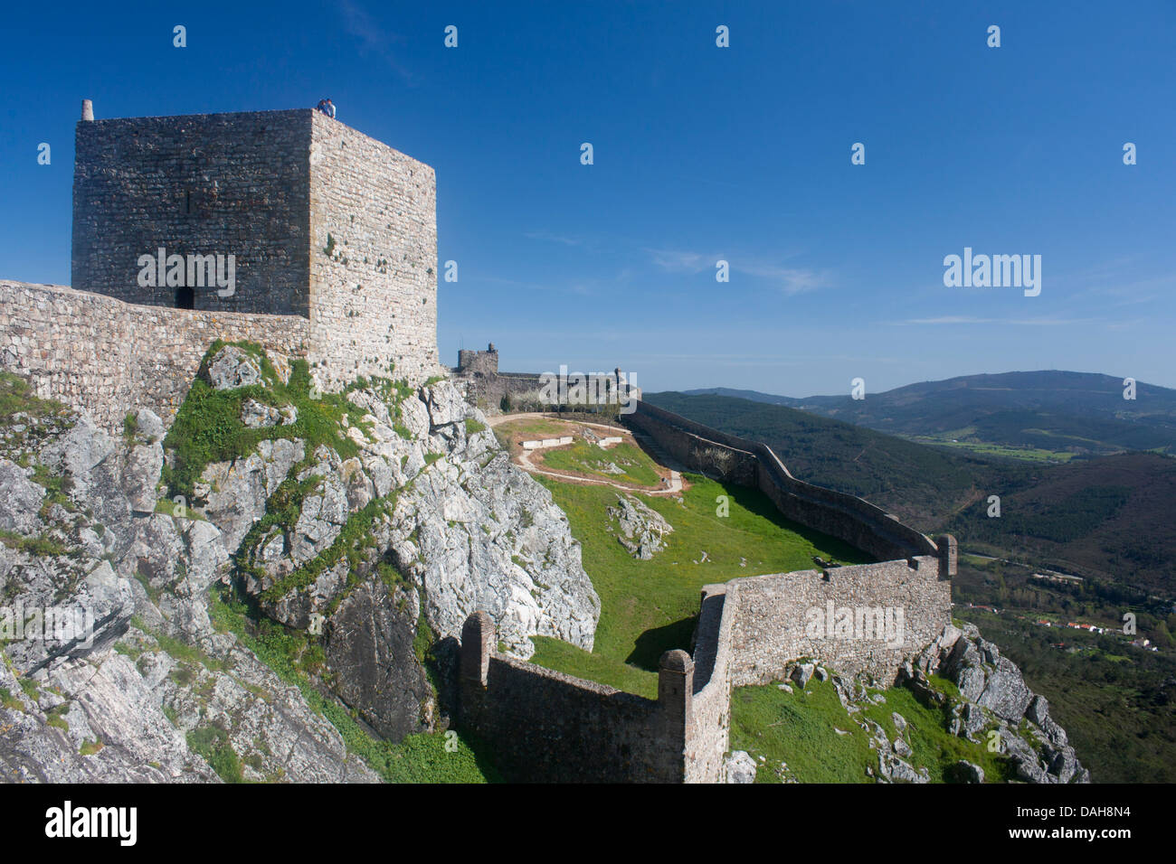 Marvao Castle Castelo de Marvao with view over valley and mountains ...