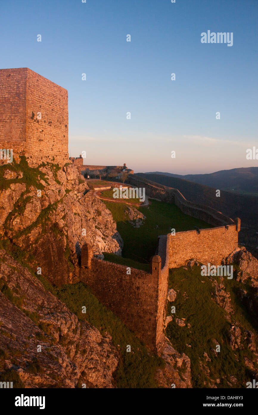Marvao Castle Castelo de Marvao at sunset Alentejo Portugal Stock Photo ...