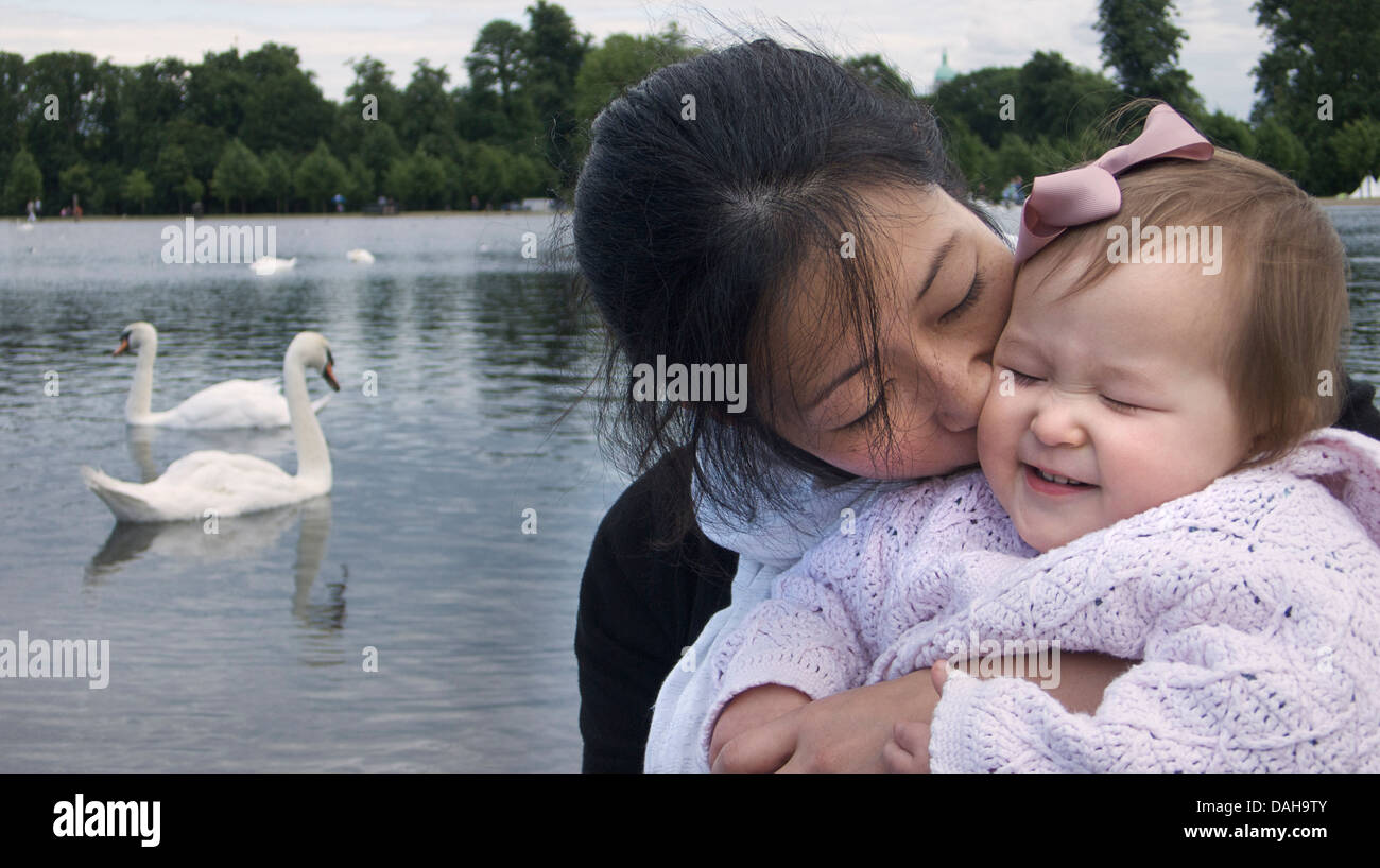 Japanese mother and her half English daughter in Hyde Park, London ...