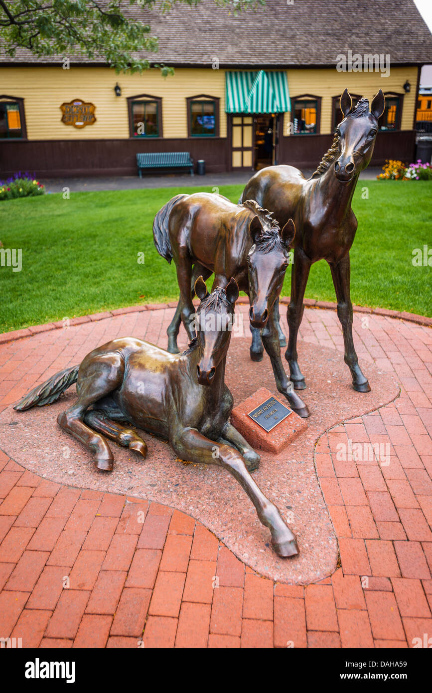 Statue at the Durango & Silverton Narrow Gauge Railroad train depot ...