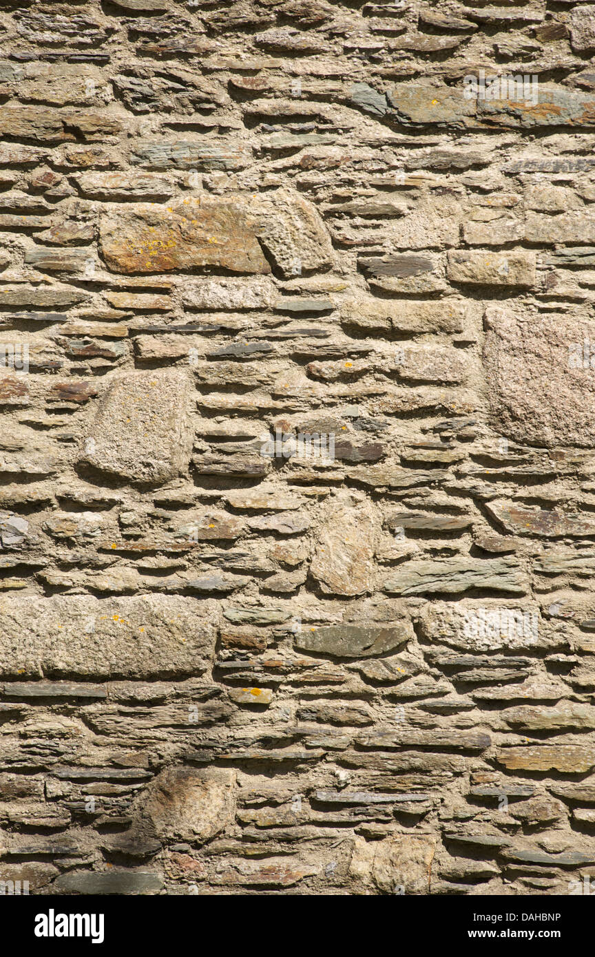 Detail of traditional stone wall. Boringdon Hall Hotel, near Plymouth ...