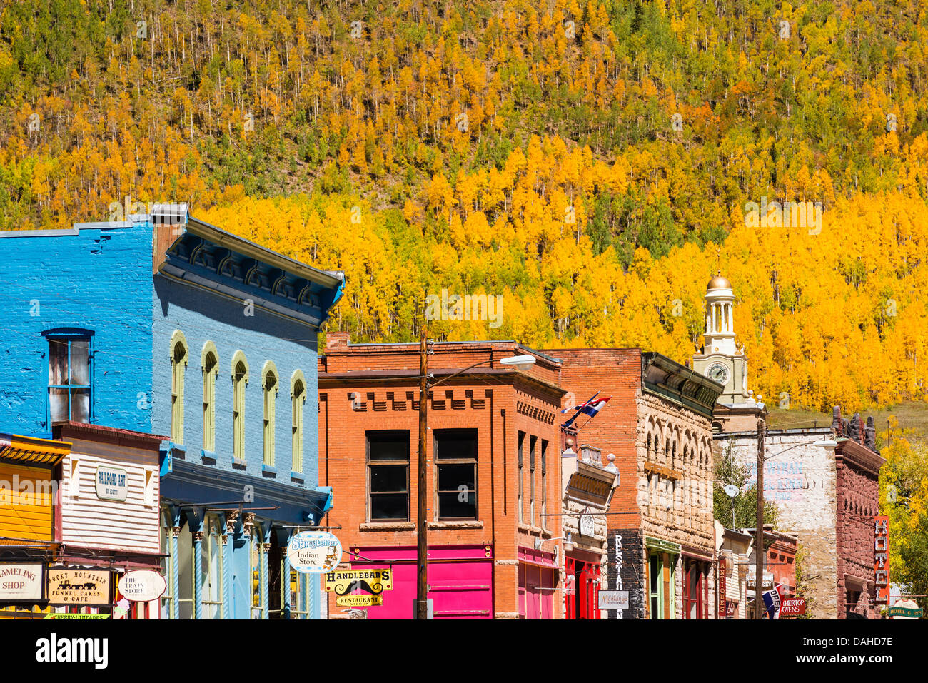 Historic downtown and fall color, Silverton, Colorado USA Stock Photo ...