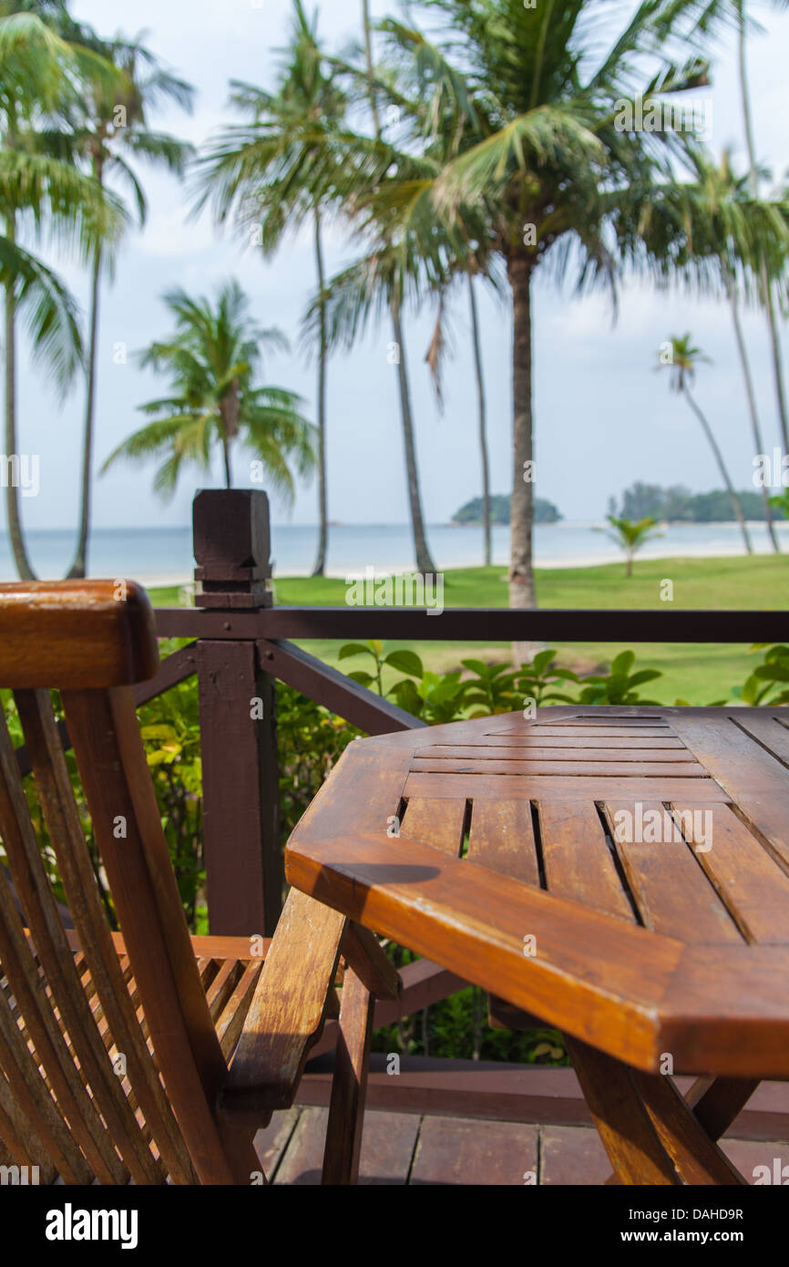 Wooden Chair in Resort Island Stock Photo - Alamy