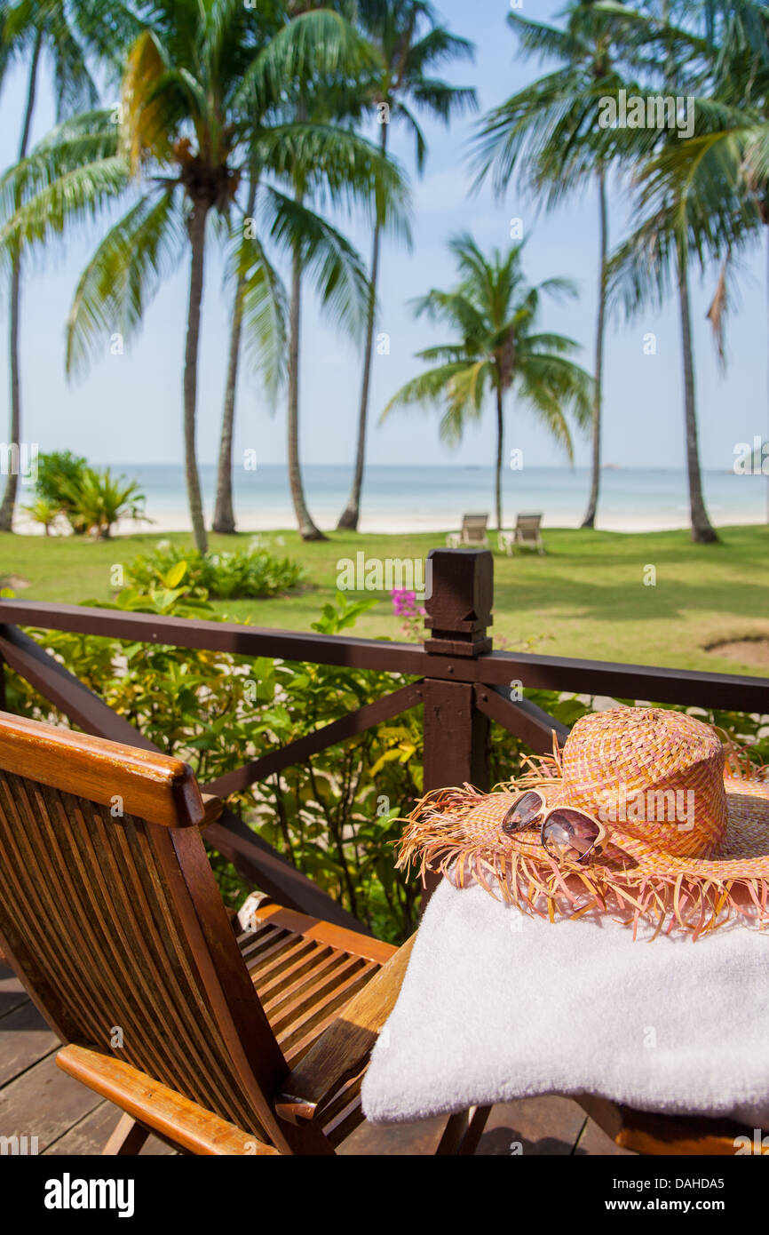 Wooden Chair in Resort Island Stock Photo - Alamy