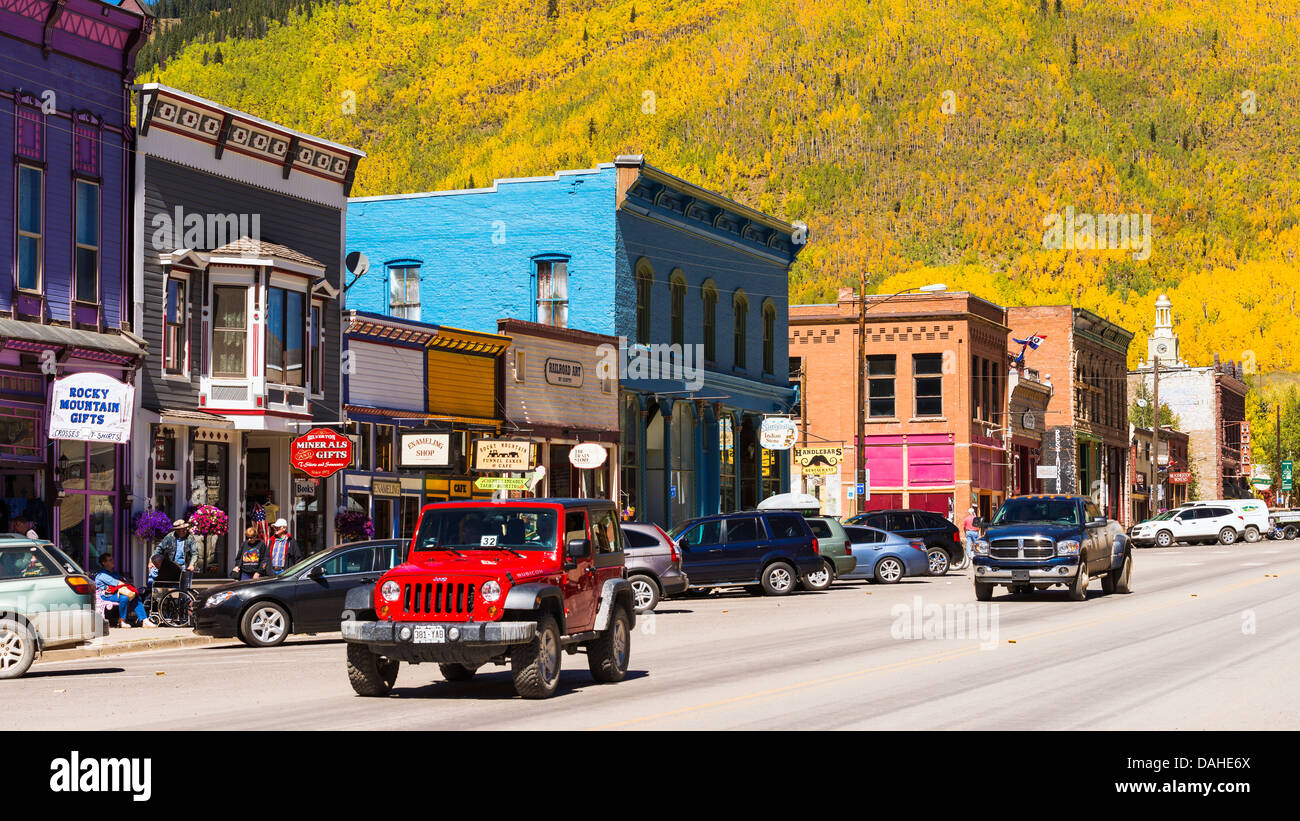 Historic downtown and fall color, Silverton, Colorado USA Stock Photo ...